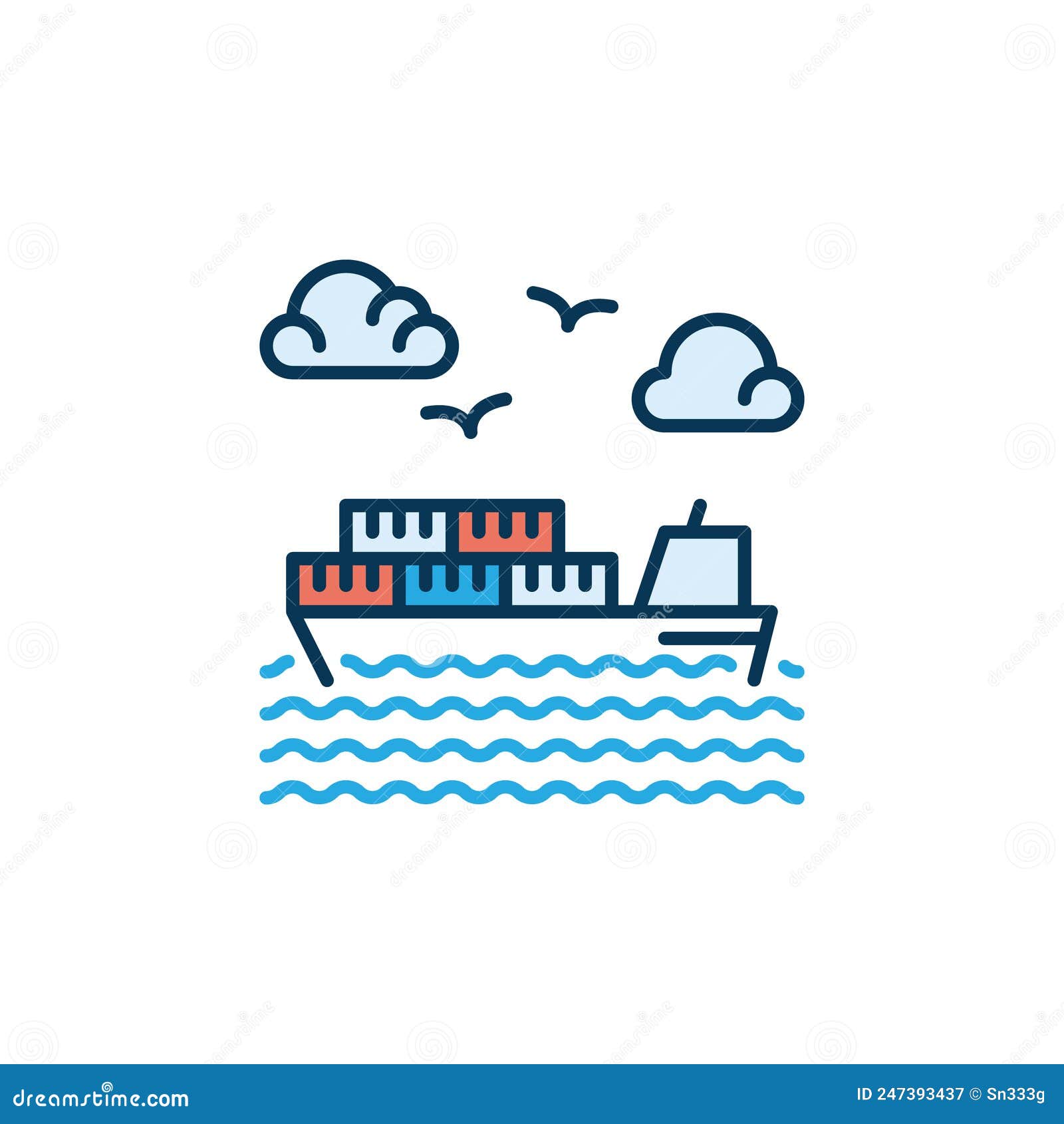 Cargo Ship with Containers Vector Modern Icon Stock Vector ...