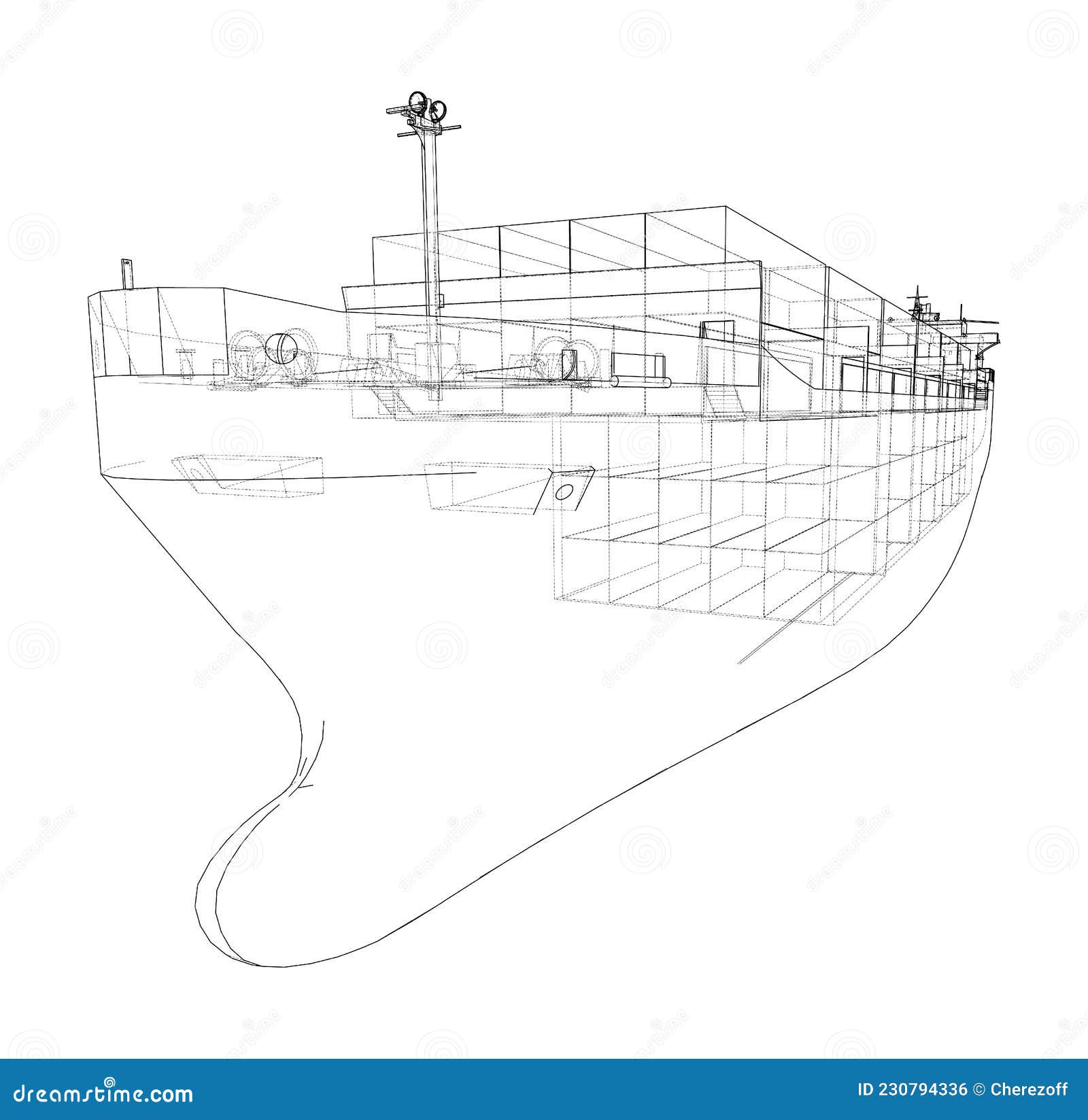 Cargo Ship with Containers. Vector Stock Vector - Illustration of ...