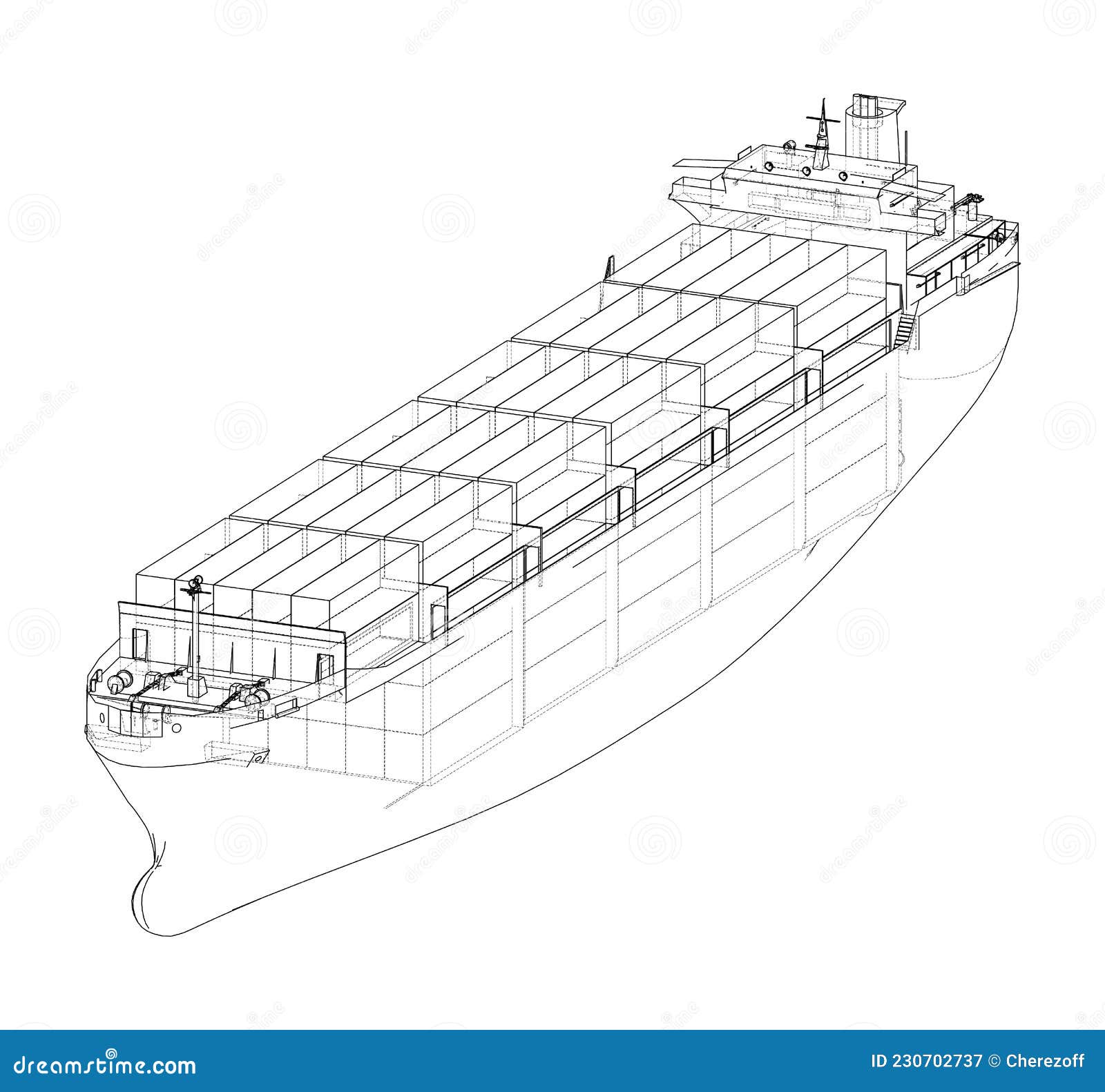 Cargo Ship with Containers. Vector Stock Vector - Illustration of sail ...