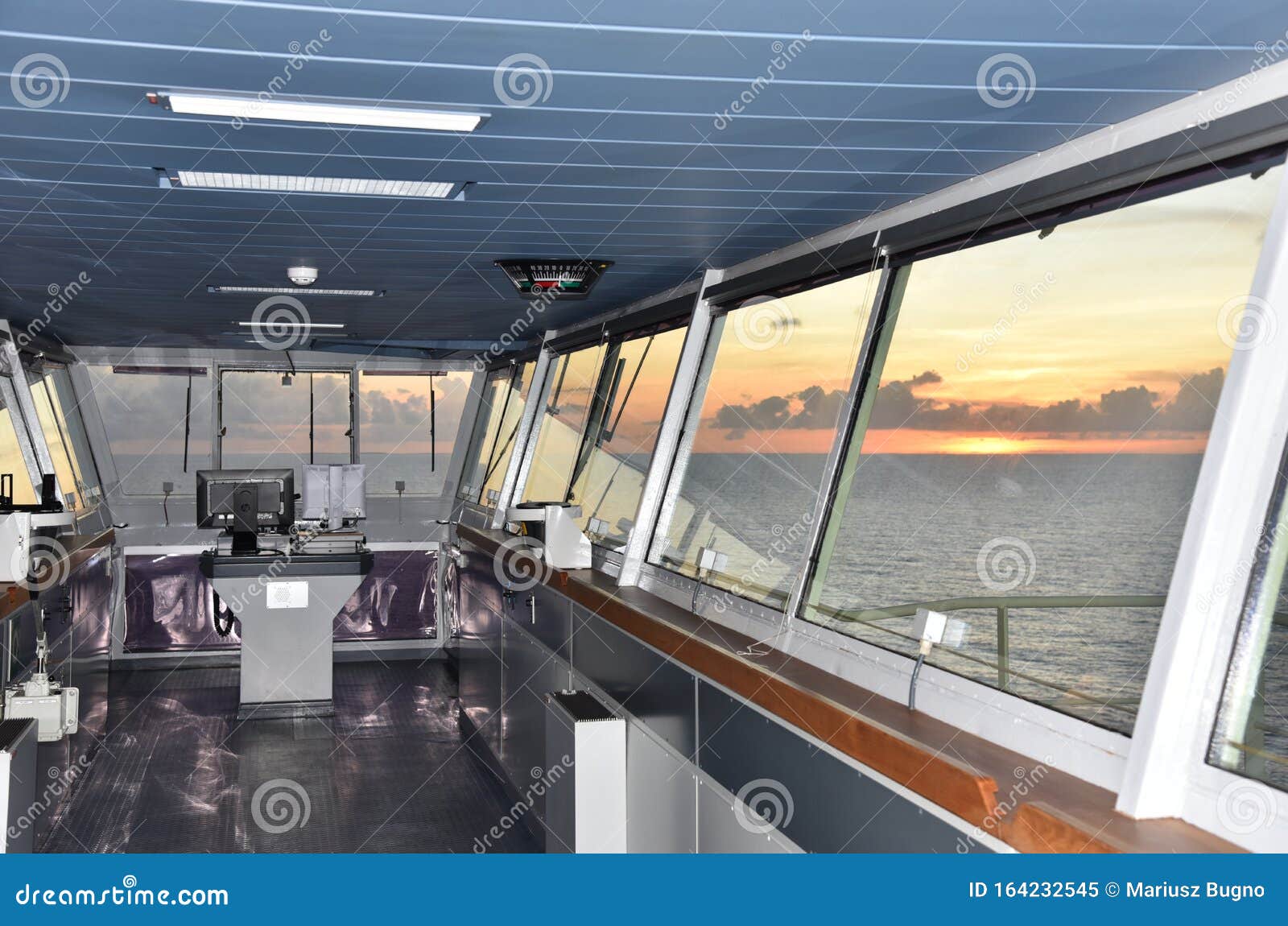 Cargo Ship - Control Console on the Navigational Bridge. Stock Image ...