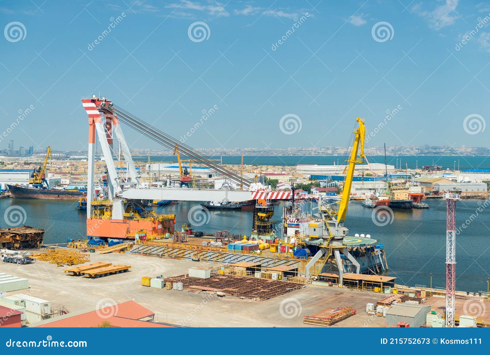 Cargo Ship and Cranes in the Port of a Large Editorial Stock Photo ...