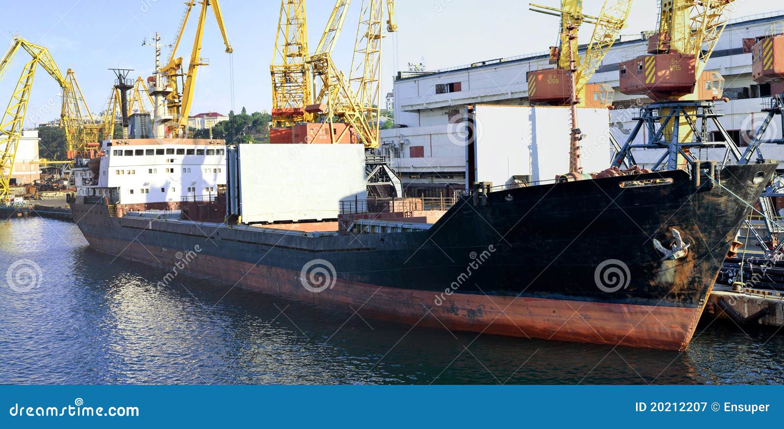 Cargo ship at dock stock image. Image of freight, export - 20212207