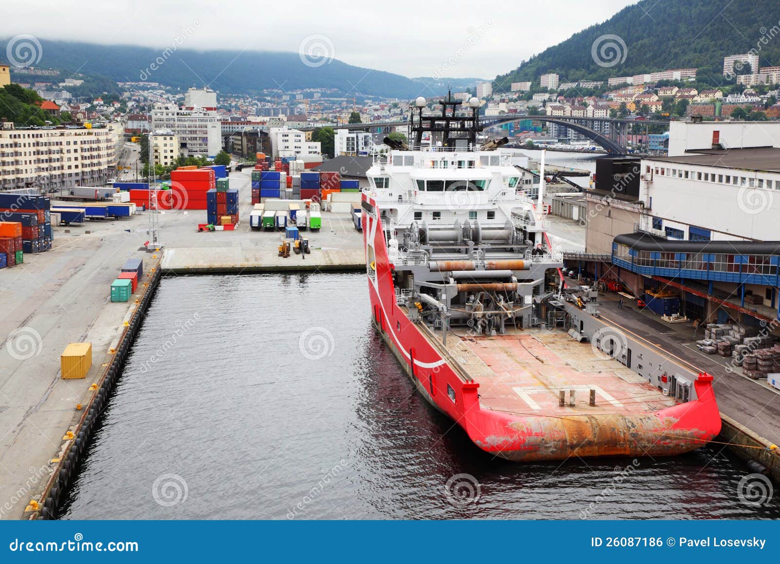 Cargo Ship are in Dock in Coastal City Stock Photo - Image of city ...