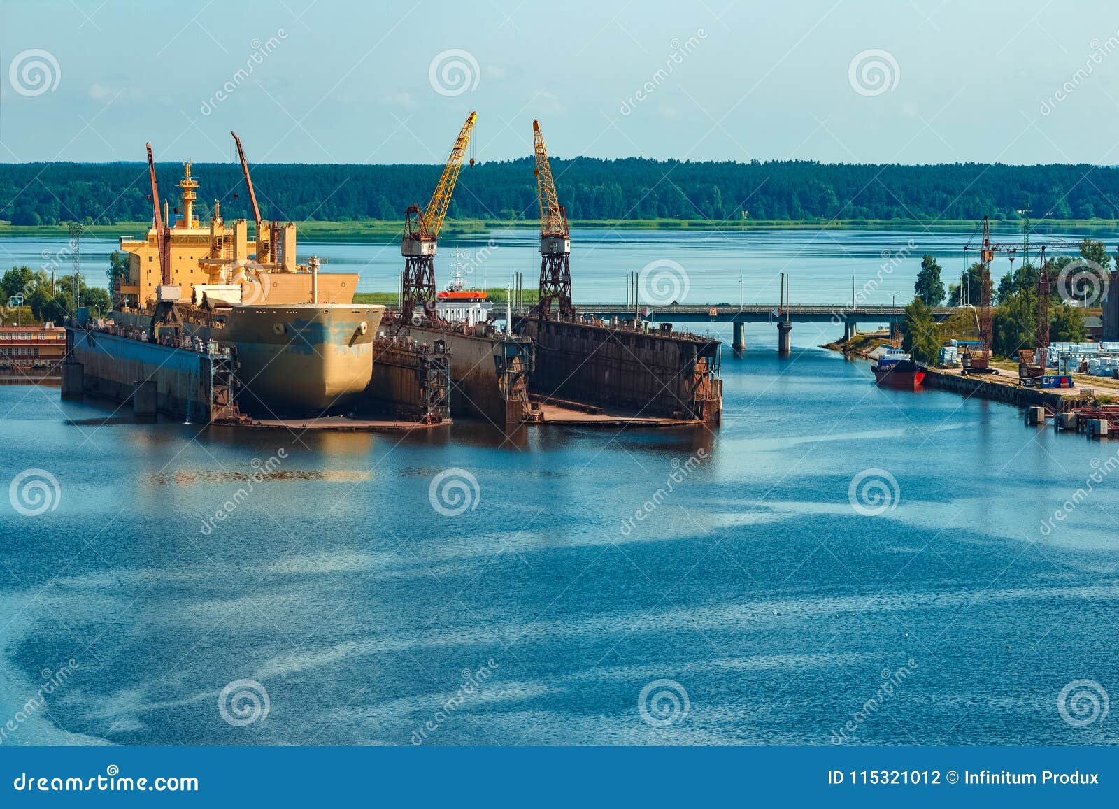 Cargo ship in the dock stock photo. Image of import - 115321012