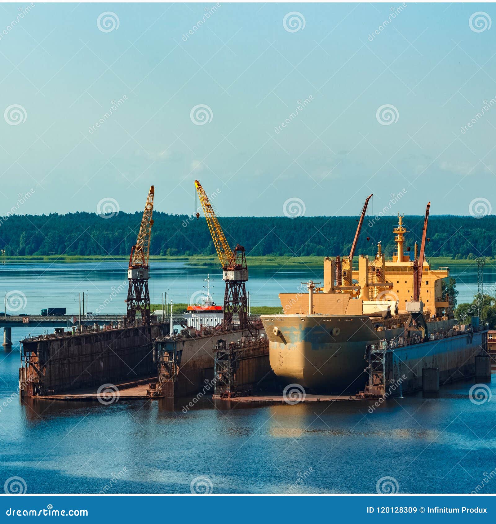 Cargo ship in the dock stock image. Image of terminal - 120128309