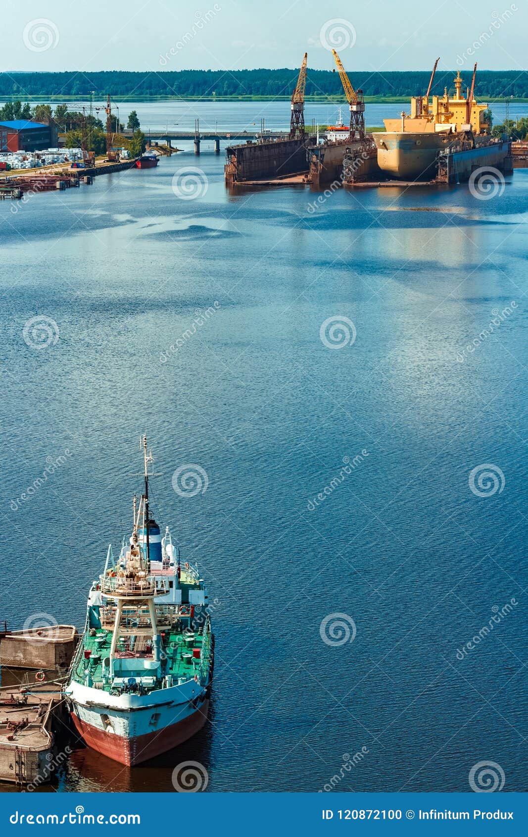 Cargo ship in the dock stock photo. Image of technology - 120872100