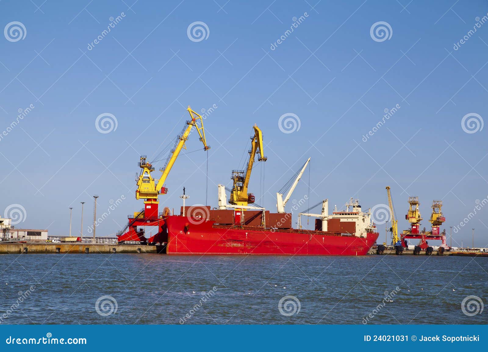 Cargo ship docked in port stock image. Image of terminal - 24021031