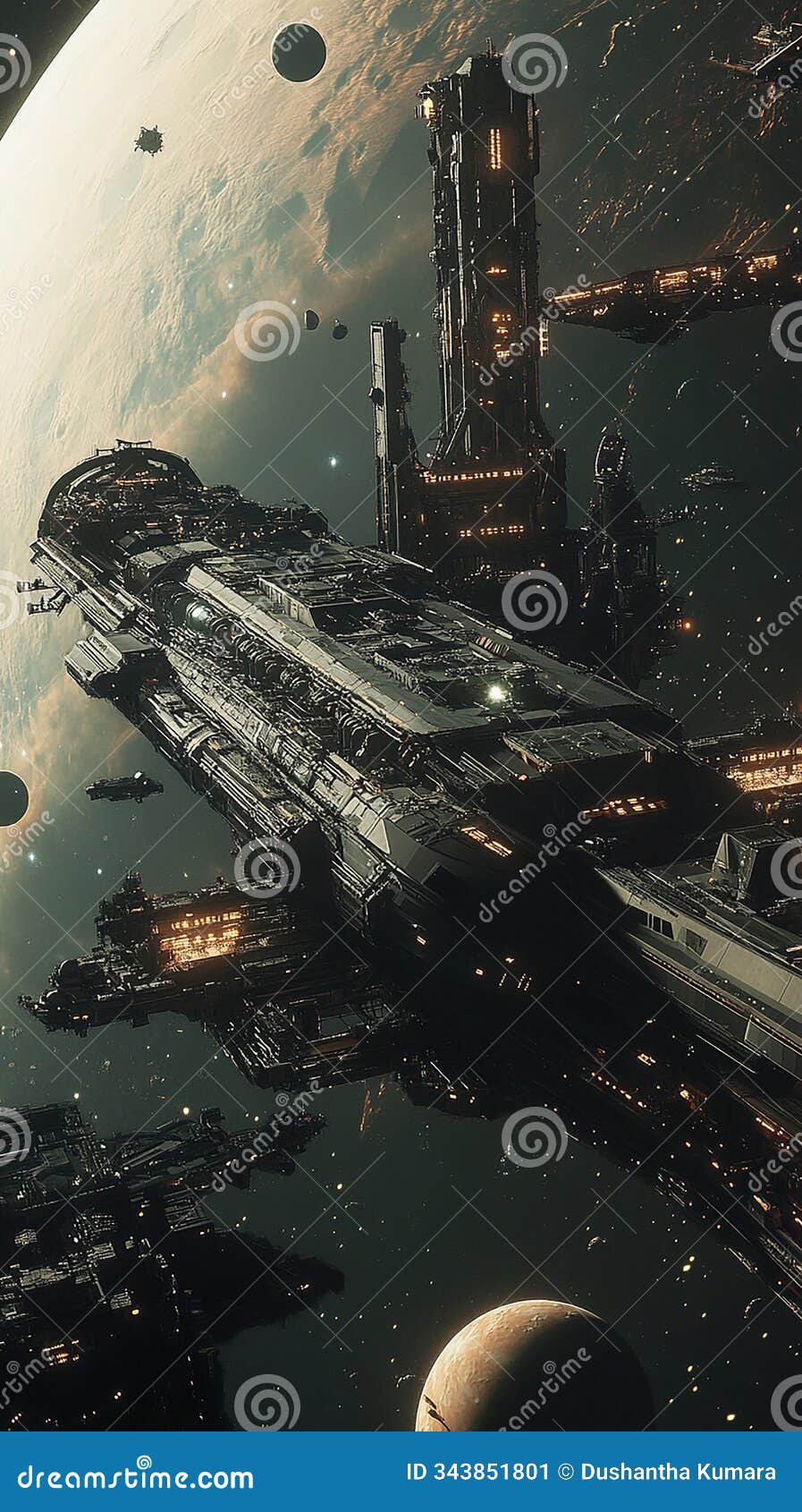 Cargo Ship Docking at Spaceport Stock Illustration - Illustration of ...