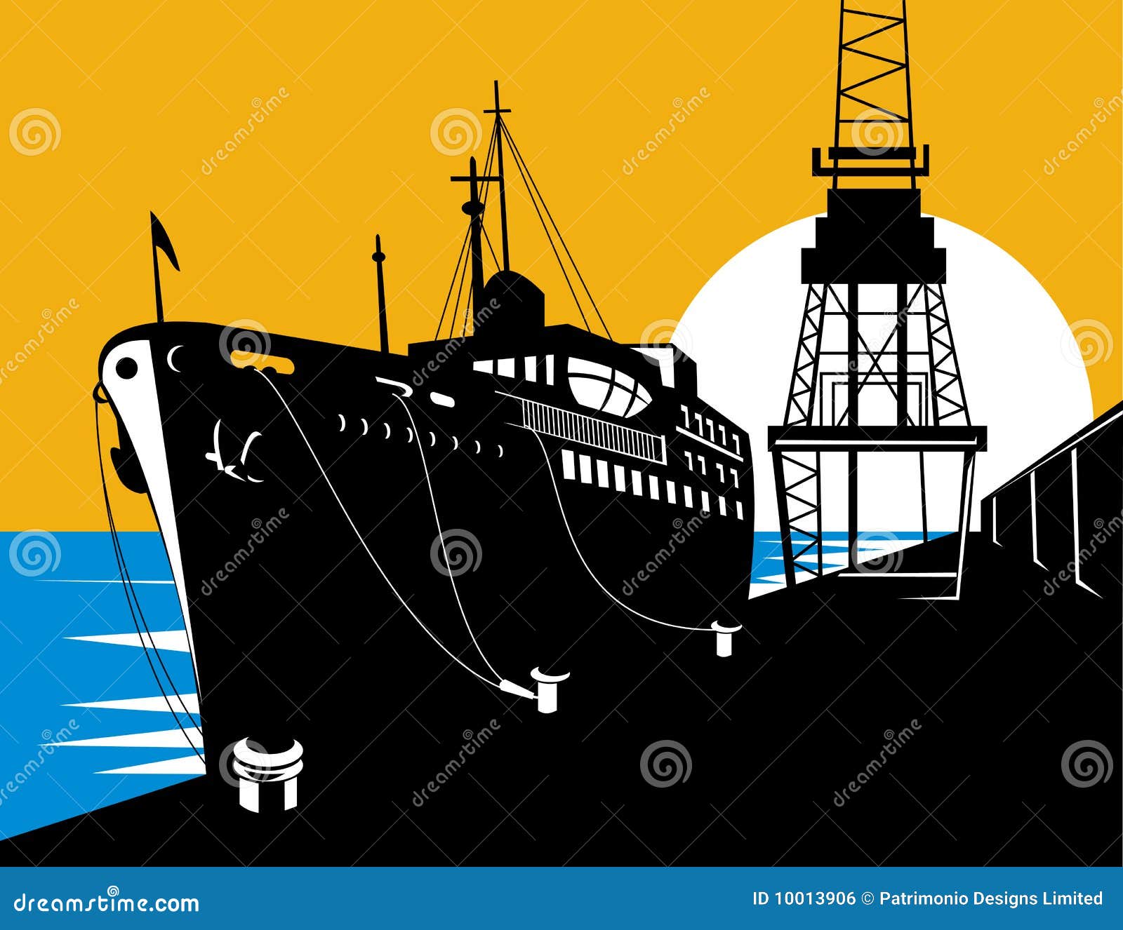 Boom Crane Loading A Cargo Ship Continuous Line Drawing Vector ...
