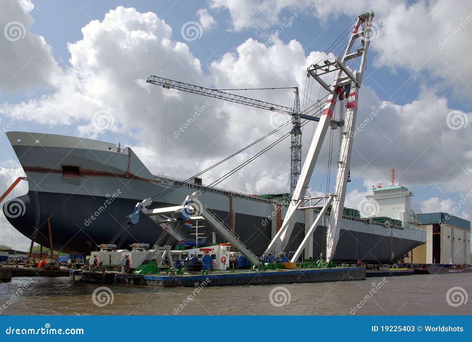 Cargo ship on dry dock stock image. Image of coaster - 19225403