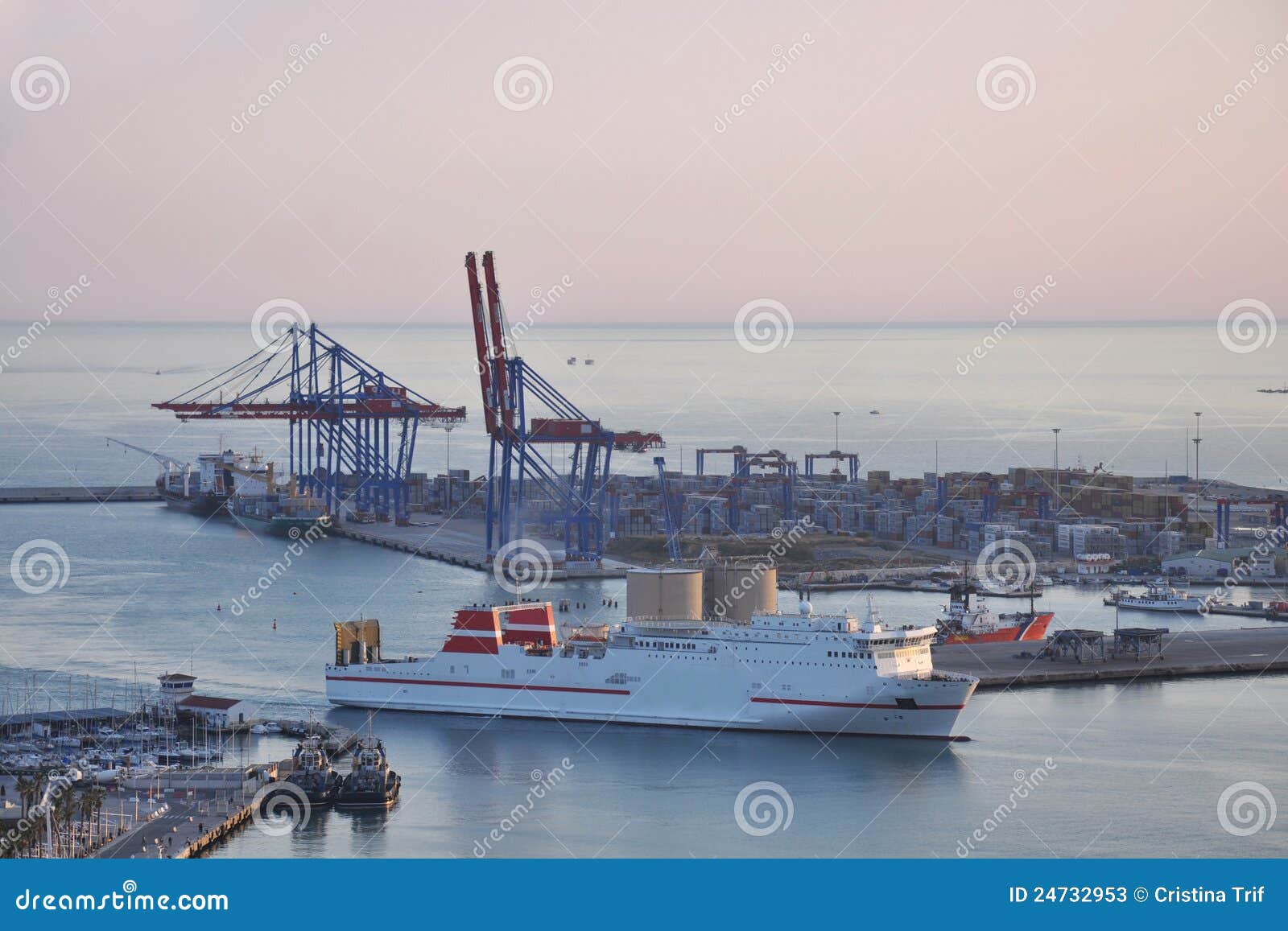 Cargo Ship Entering Malaga Port Stock Image - Image of cruise ...