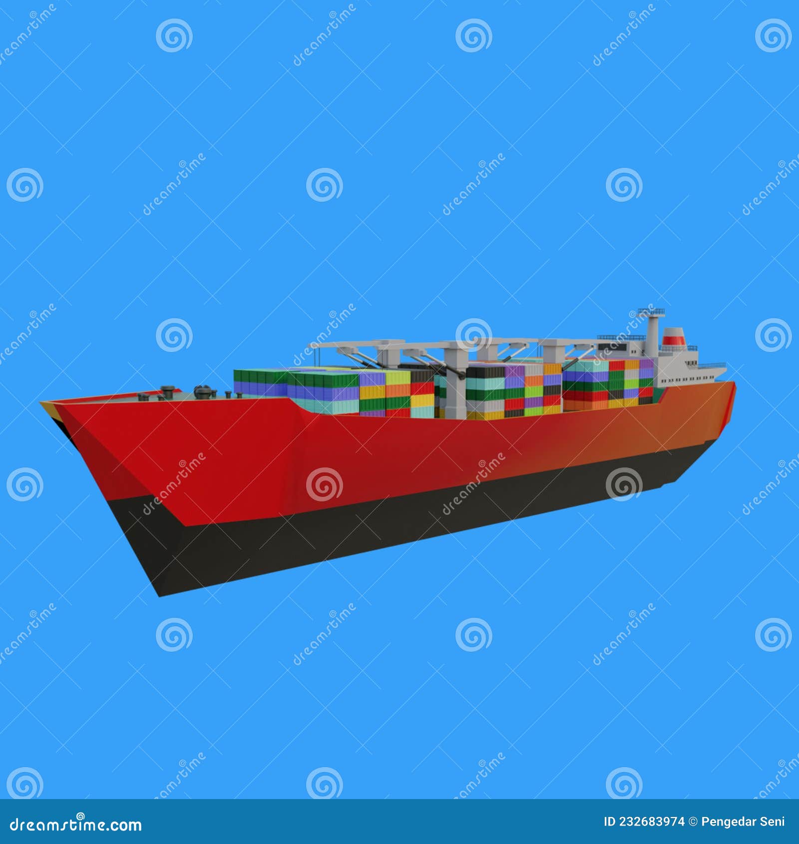 Cargo Ship Front Look 3d Object Stock Illustration - Illustration of ...