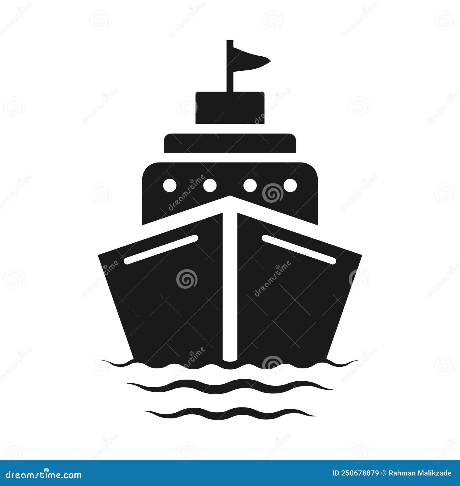 Cargo Ship Front View Logo Icon. Vector Illustration Stock Vector ...