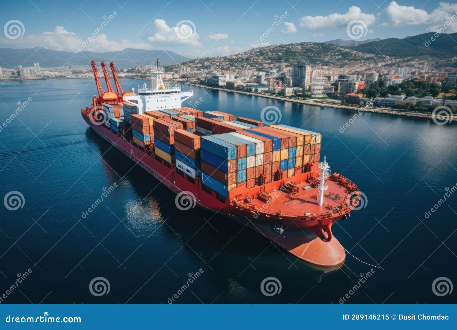 Cargo Ship Full of Containers in the Middle of the Sea. Generative AI ...