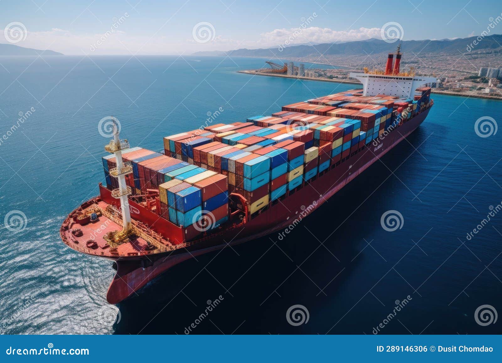 Cargo Ship Full of Containers in the Middle of the Sea. Generative AI ...