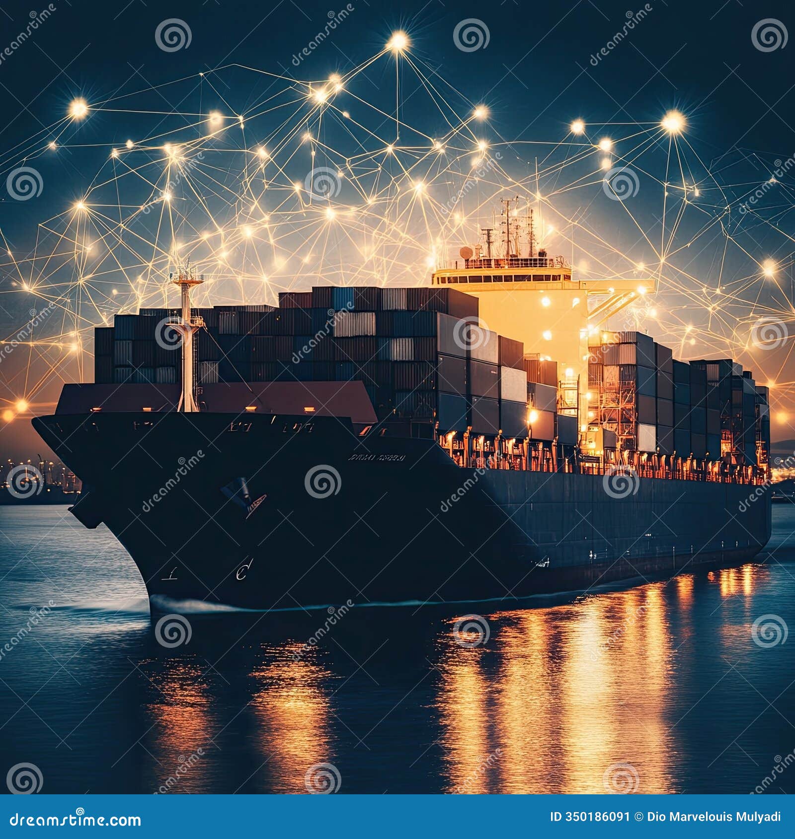 Cargo Ship Global Logistics Network Stock Illustration - Illustration ...