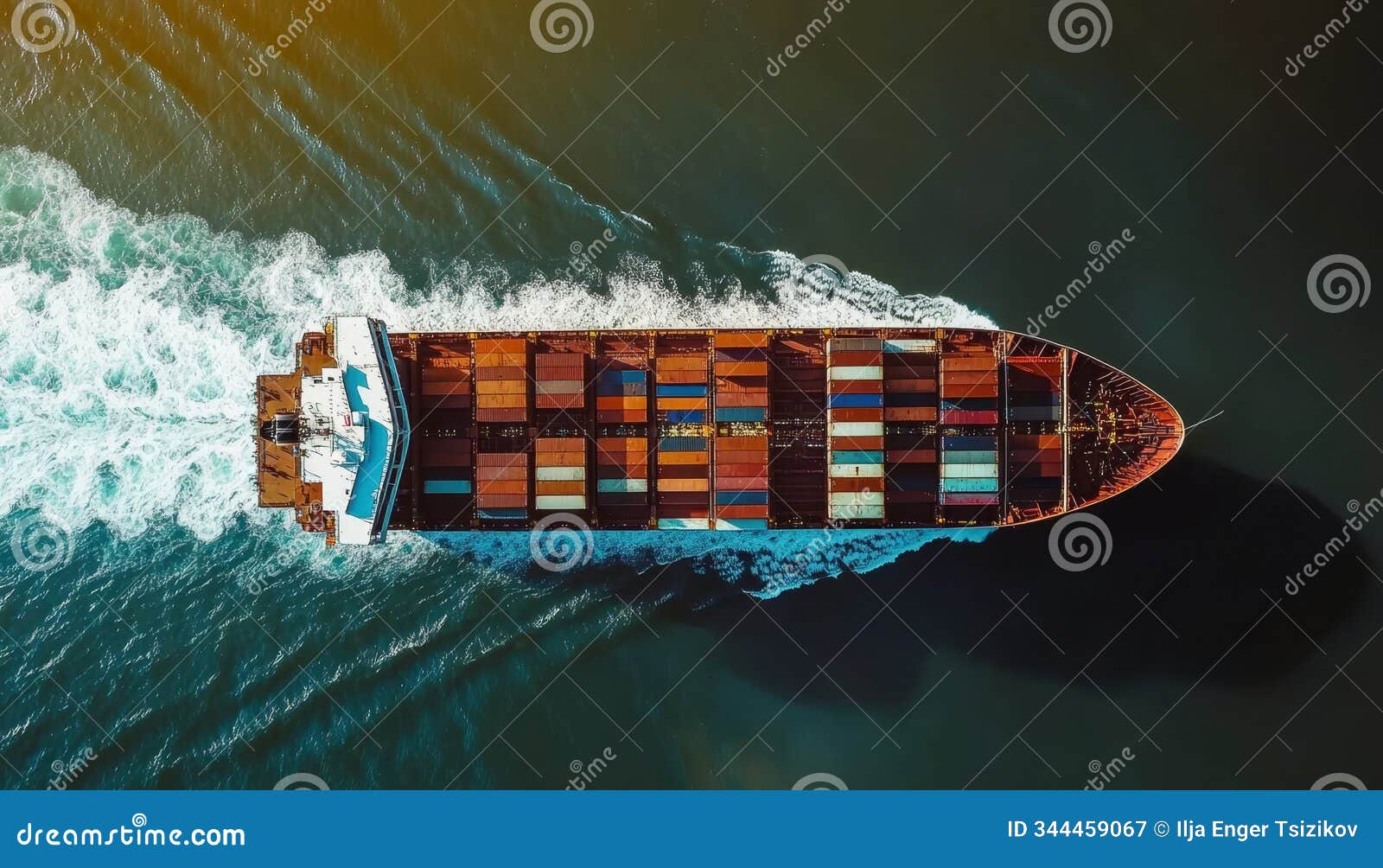 Cargo Ship, Global Logistics and Transportation at Sea, Aerial View ...