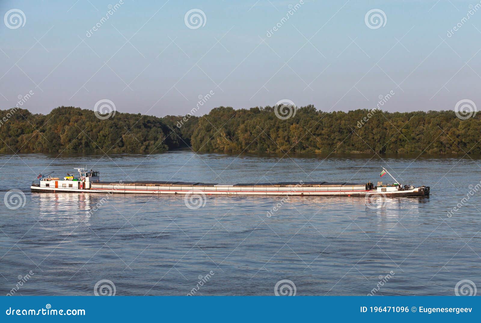 Cargo Ship Goes on Danube River Stock Photo - Image of landscape, cargo ...