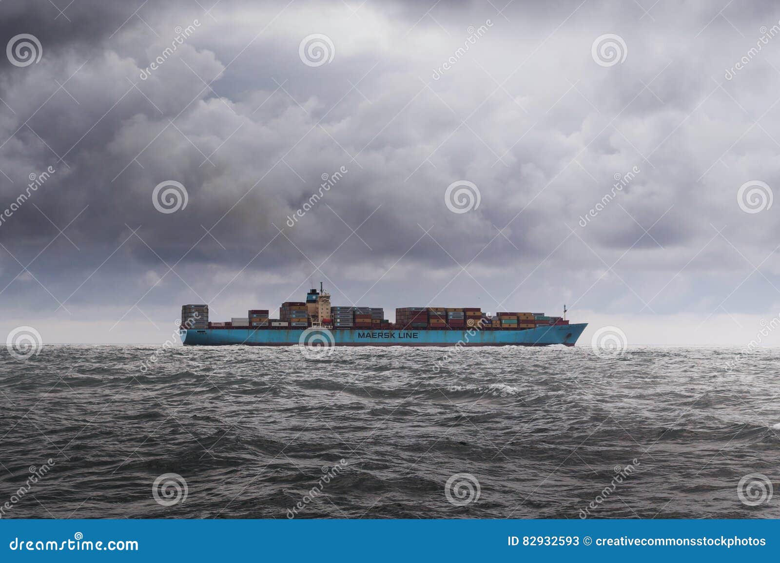 Cargo Ship In Grey Waters Picture. Image: 82932593
