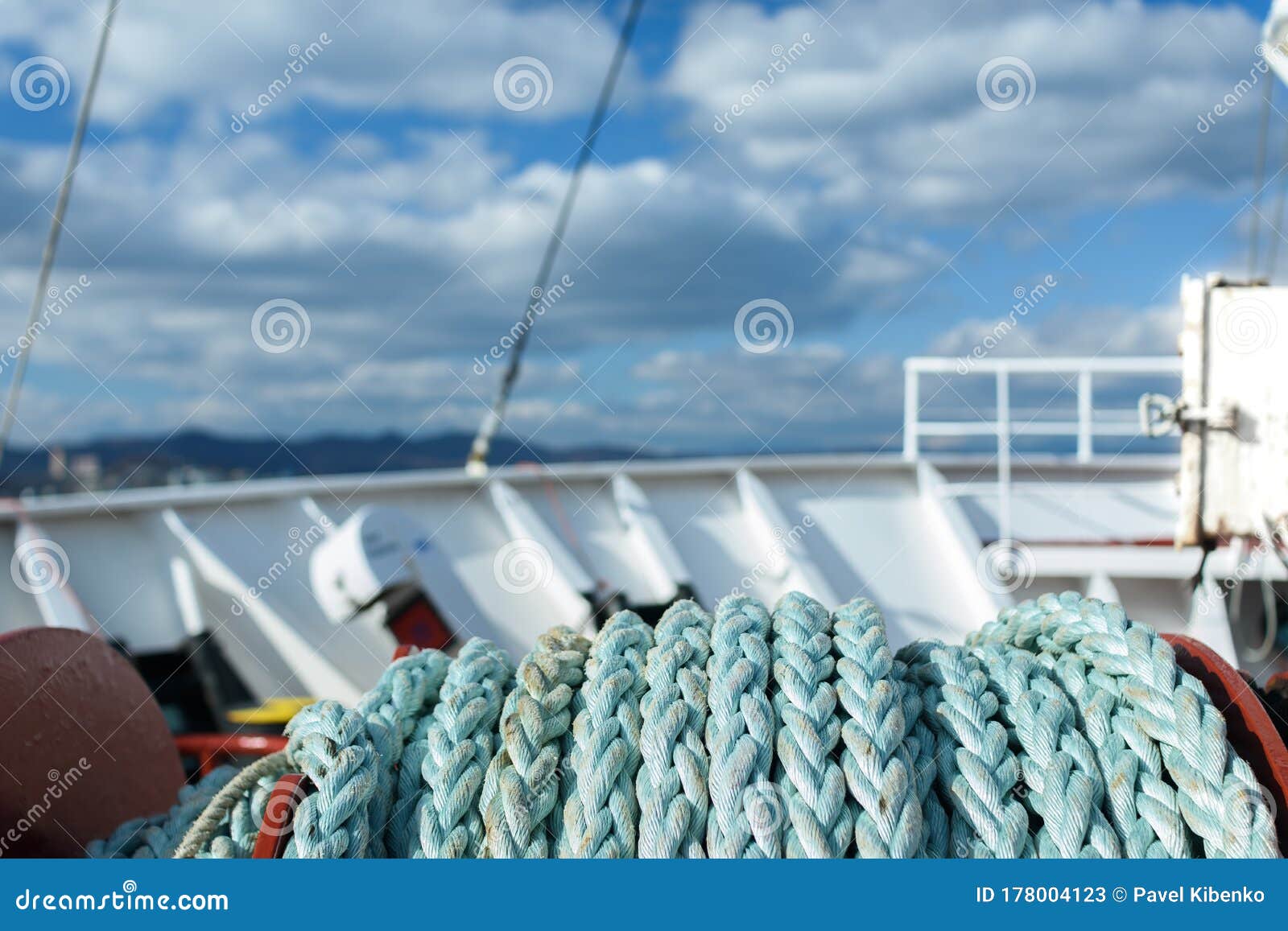 Cargo ship hawsers stock image. Image of delivering - 178004123
