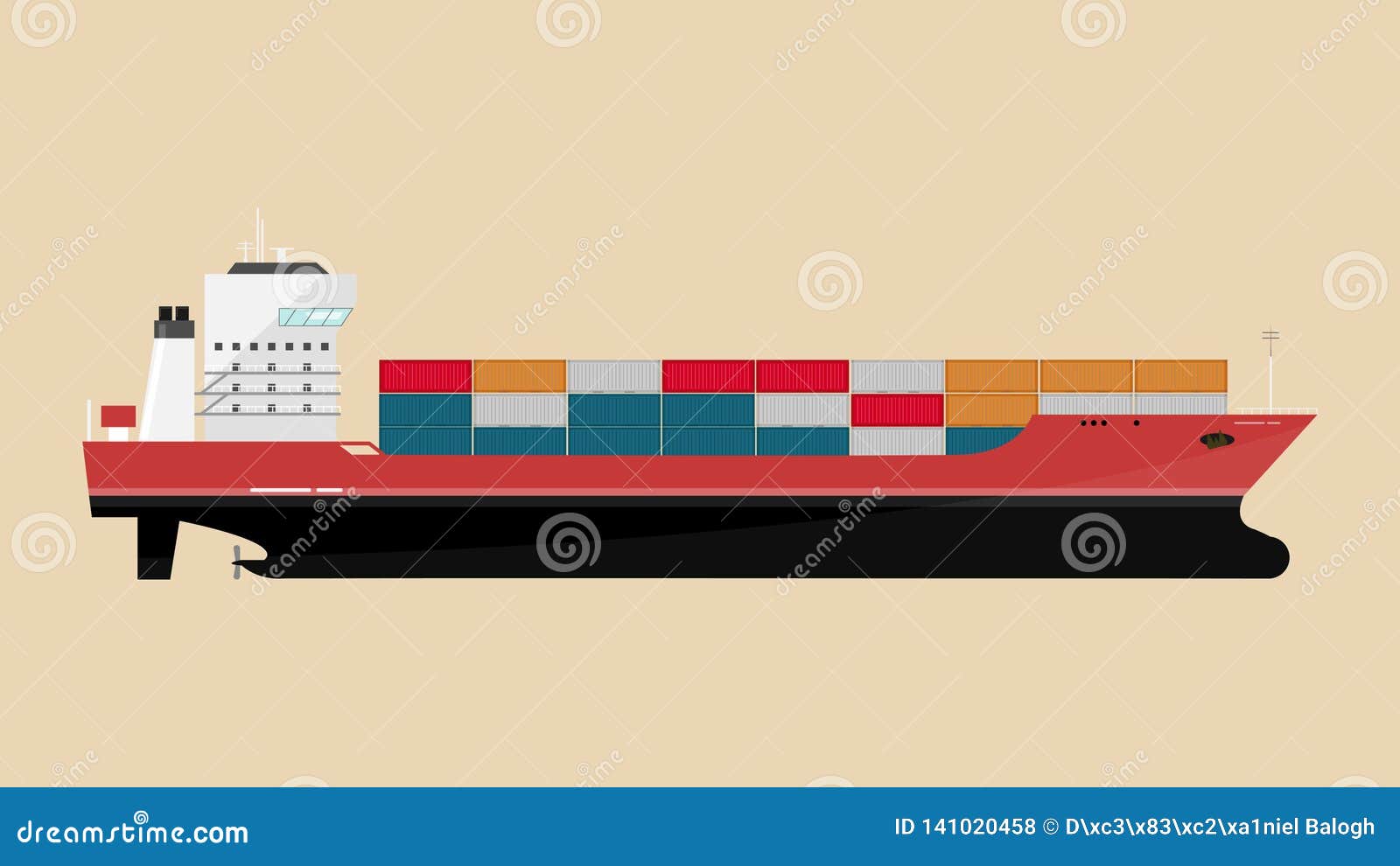 Cargo Ship Icon with Container Loads in the Export-import Shipping ...