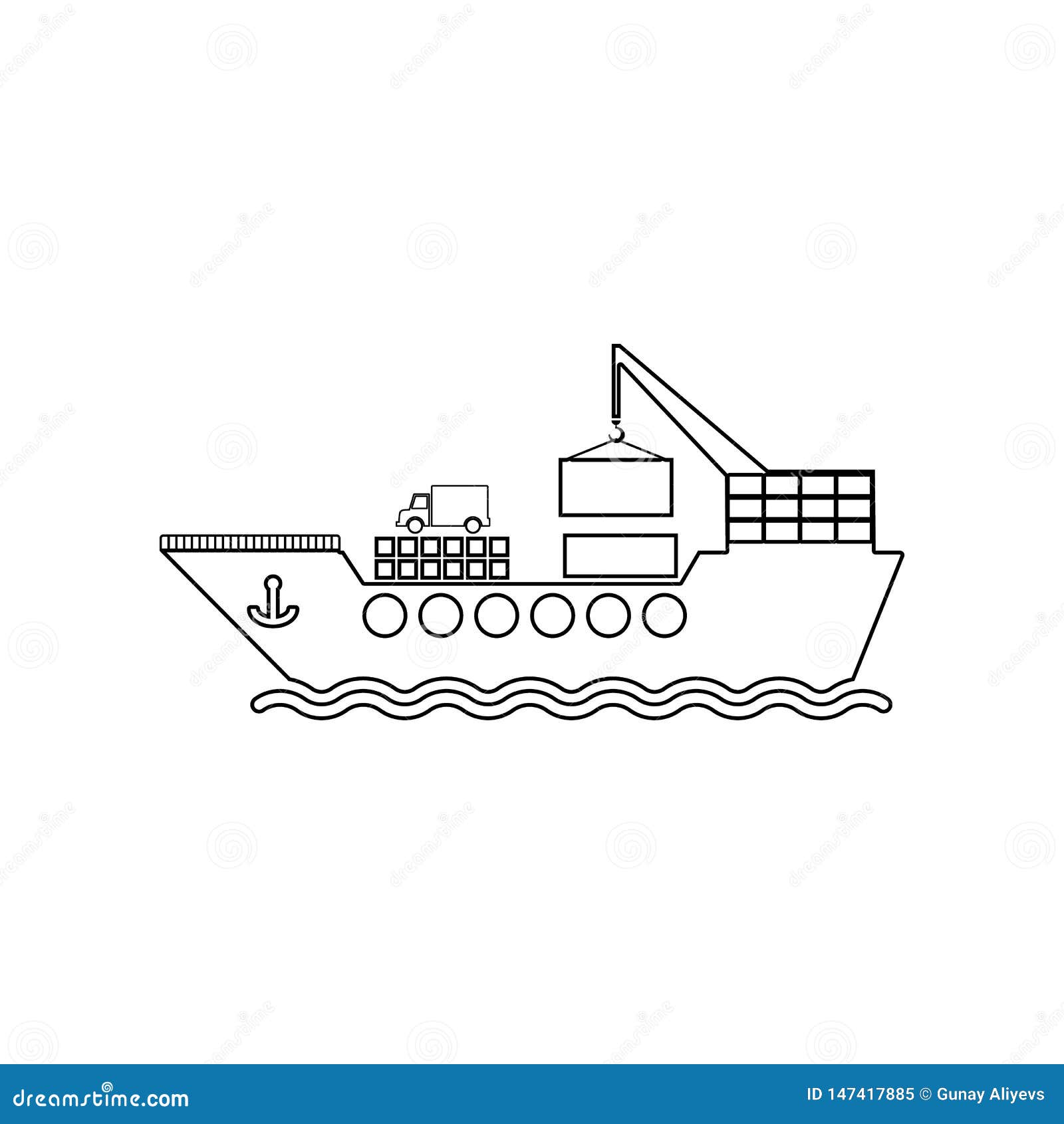 Simple Cargo Ship Drawing