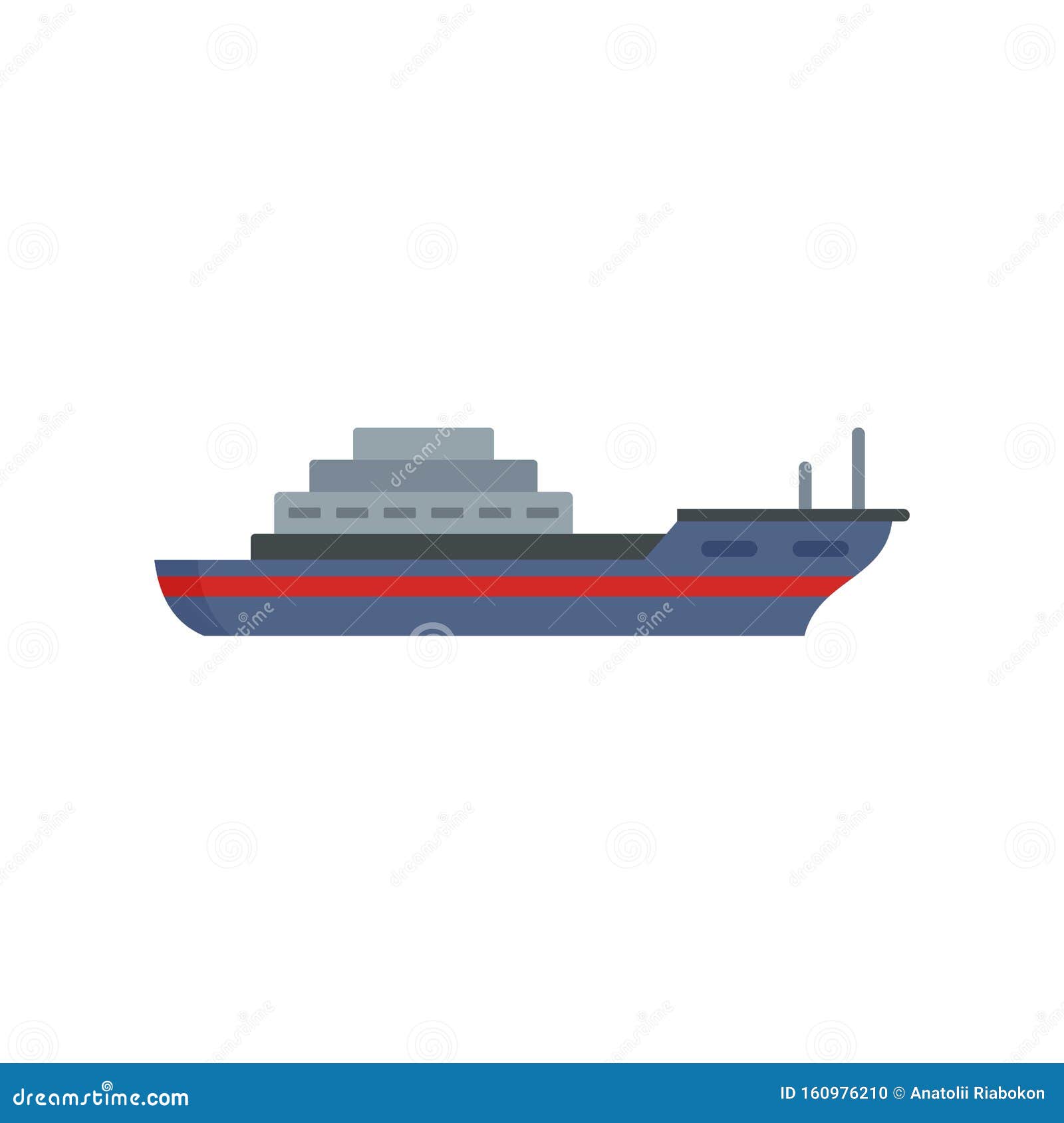 Cargo Ship Icon, Flat Style Stock Vector - Illustration of beach ...