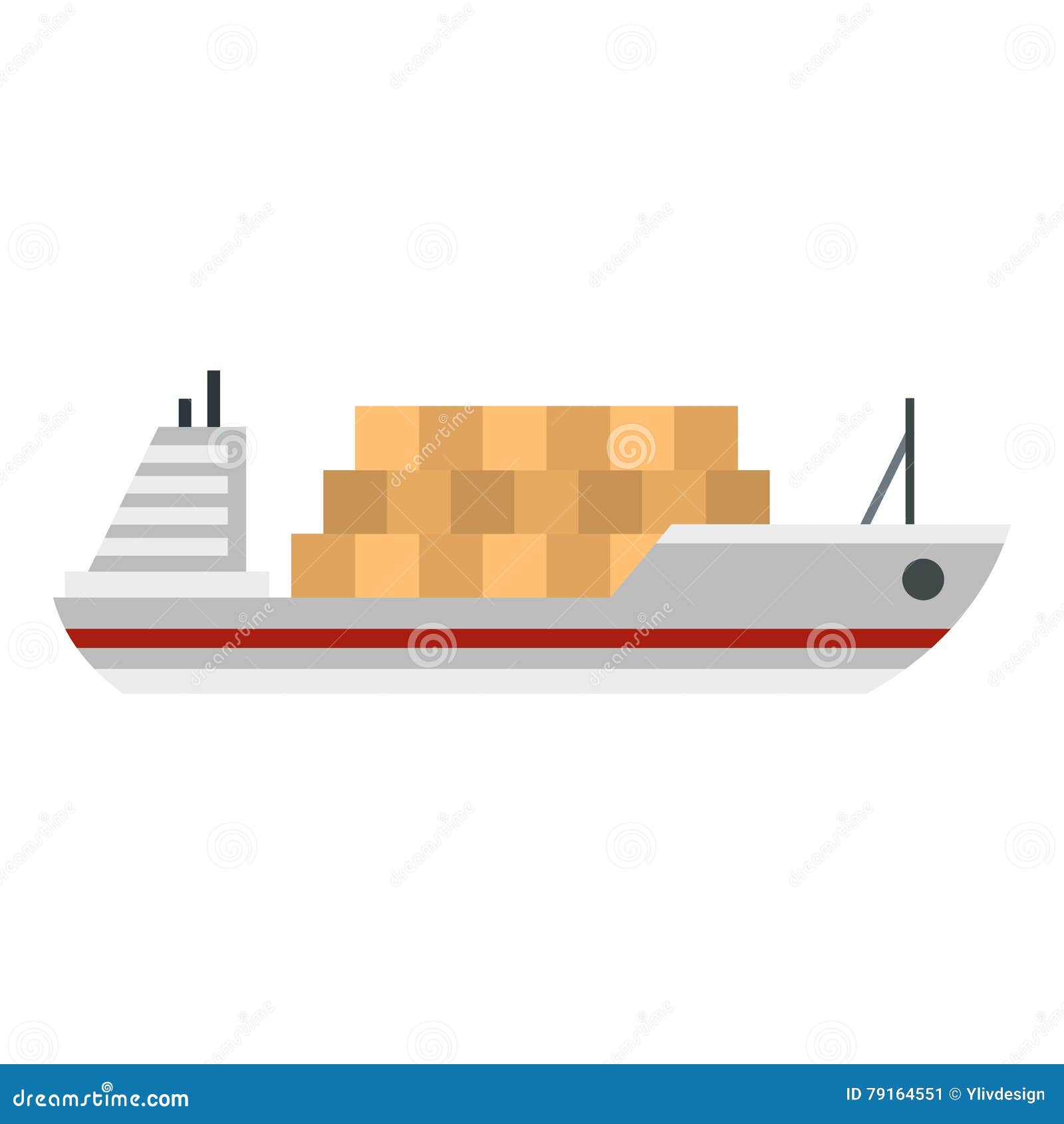 Cargo Ship Icon, Flat Style Stock Vector - Illustration of logo, ferry ...