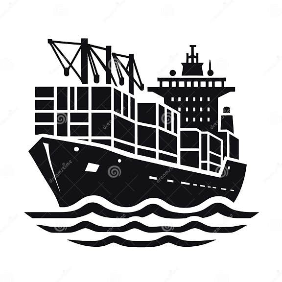 Cargo Ship Icon Vector Silhouette with a White Background, Ship Vector ...