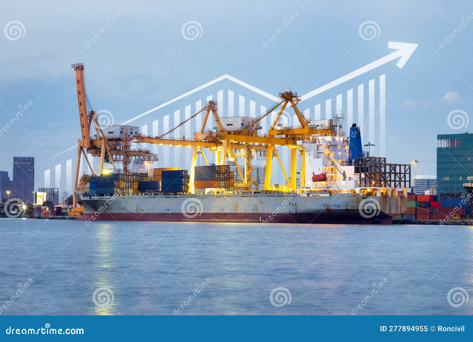 Cargo Ship with Increase Concept. Stock Image - Image of crane ...