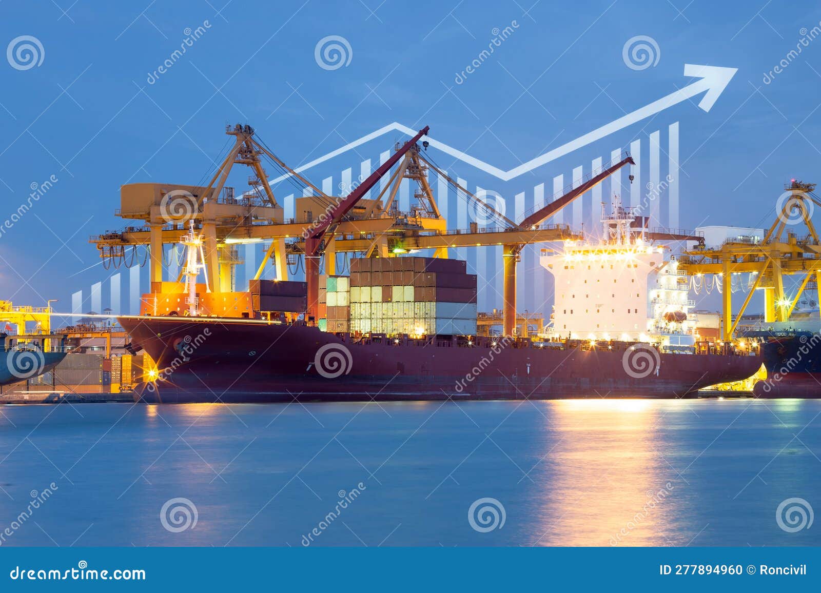 Cargo Ship with Increased Concept. Stock Photo - Image of export ...