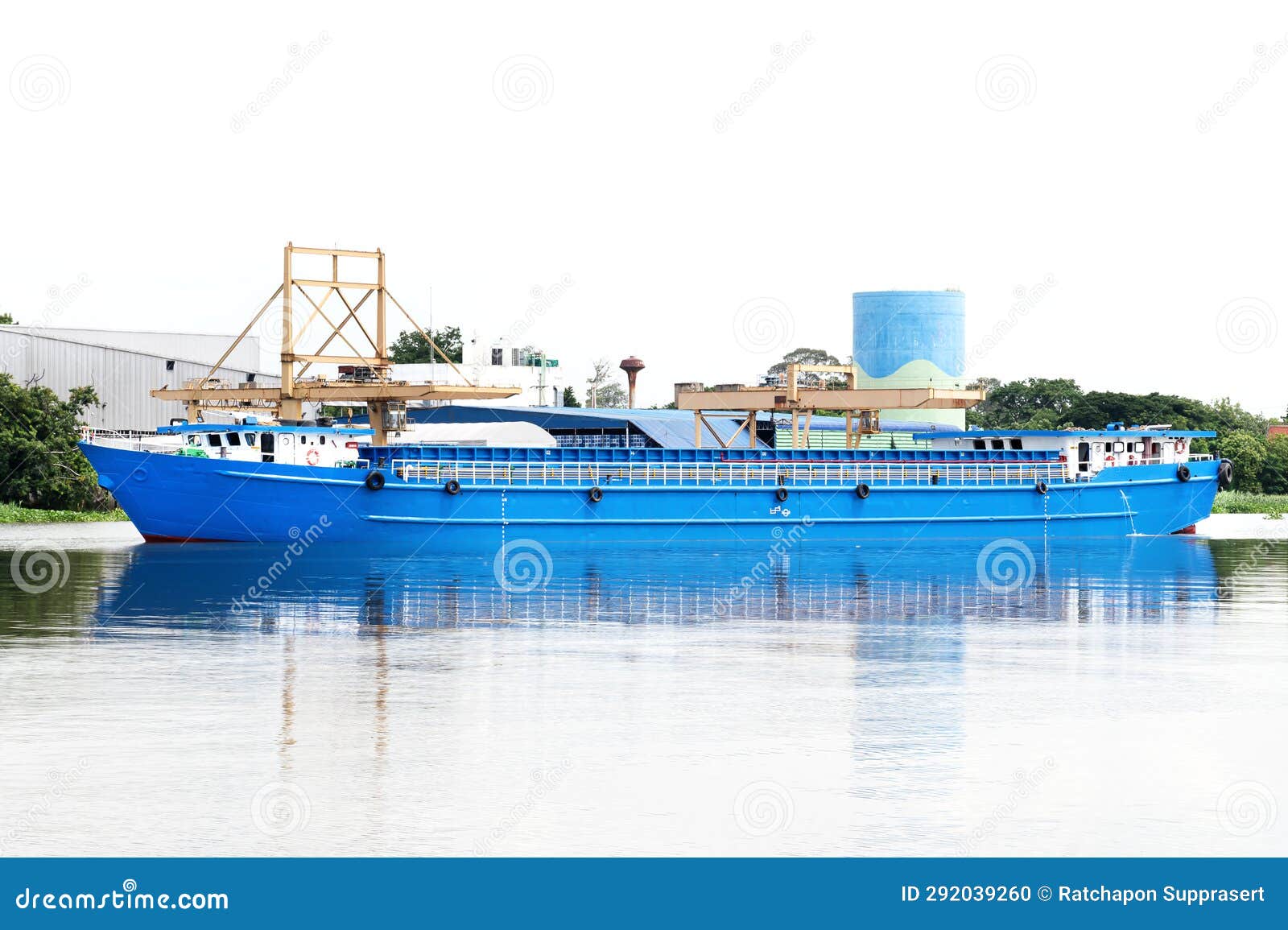 Cargo Ship with Industrial Factory Pier Background Stock Photo - Image ...