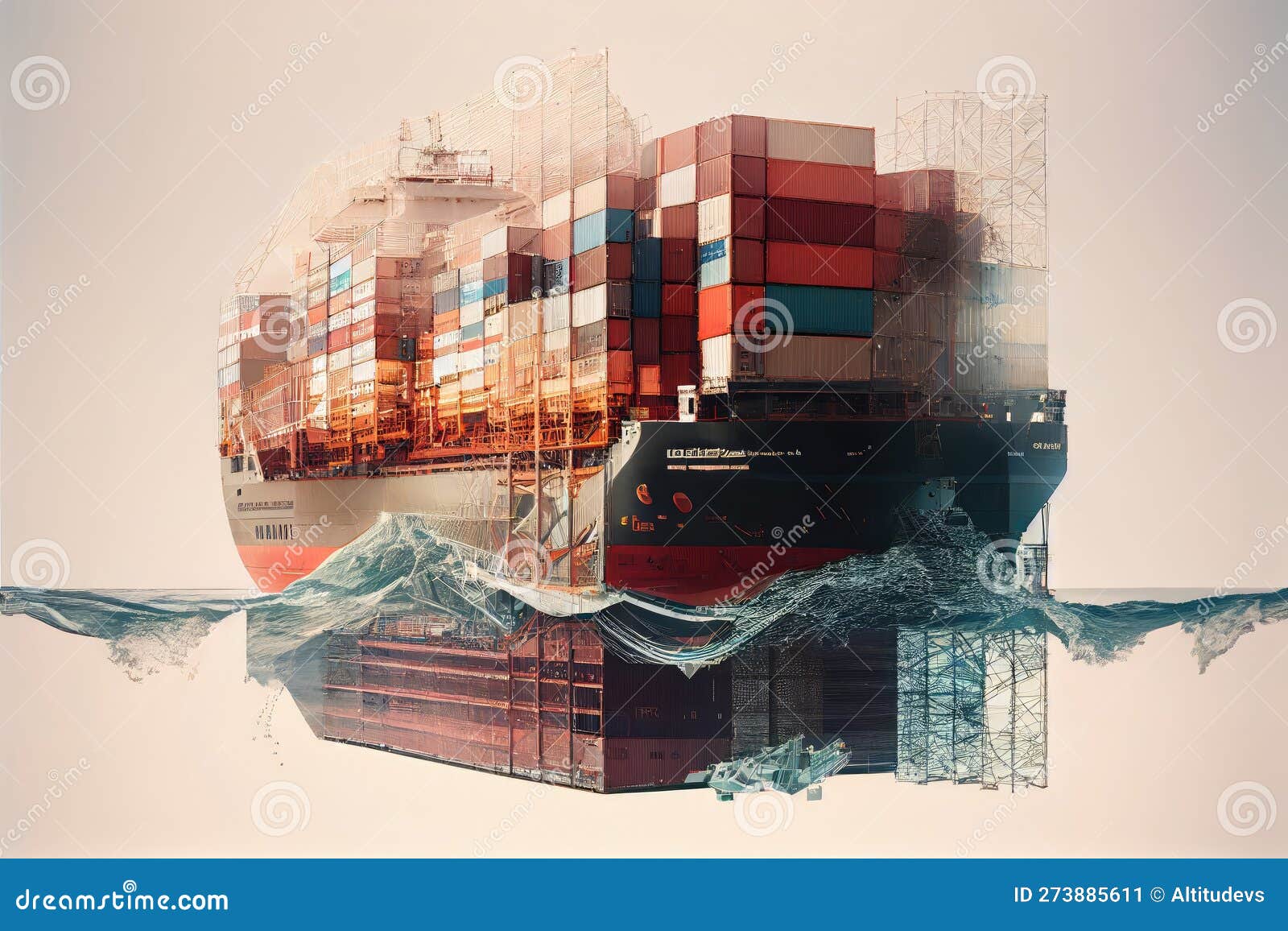 Cargo Ship, with Its Cargo of Boxes and Containers Visible through ...