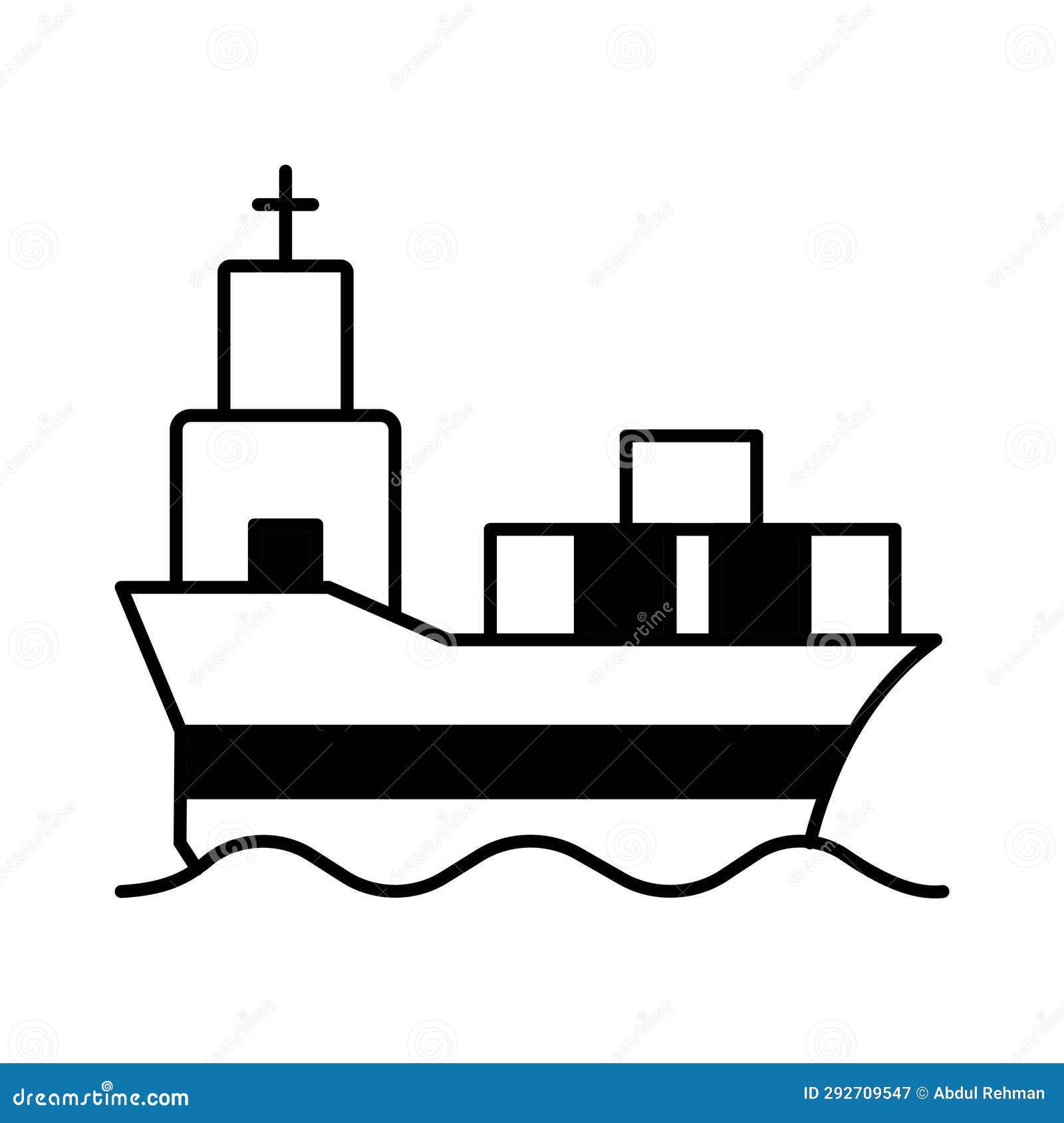 Cargo Ship Line Vector Icon Easily Modified Stock Vector - Illustration ...