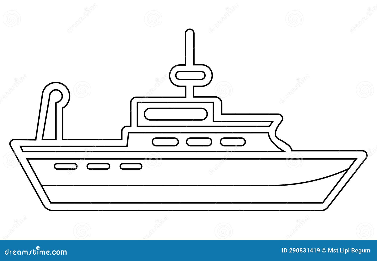 Cargo Ship Line Vector Illustration,Military Ship Outline Vector Stock ...