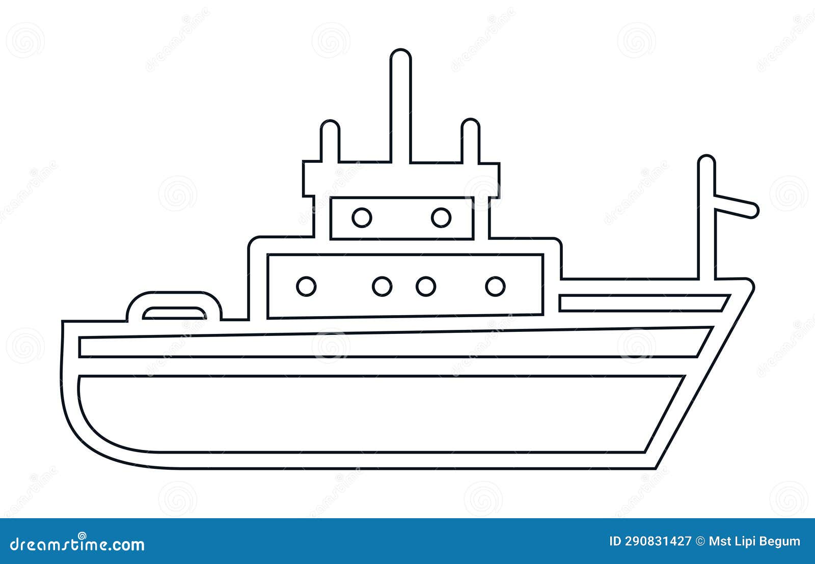 Cargo Ship Line Vector Illustration,Military Ship Outline Vector Stock ...