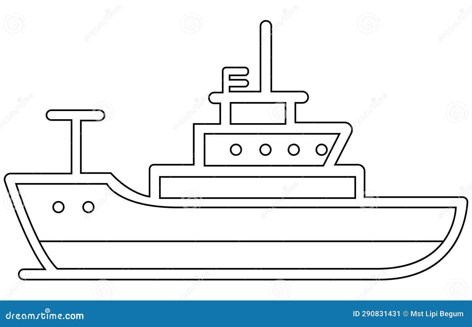 Cargo Ship Line Vector Illustration,Military Ship Outline Vector Stock ...