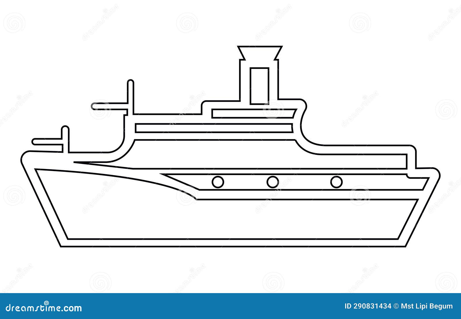 Cargo Ship Line Vector Illustration,Military Ship Outline Vector Stock ...