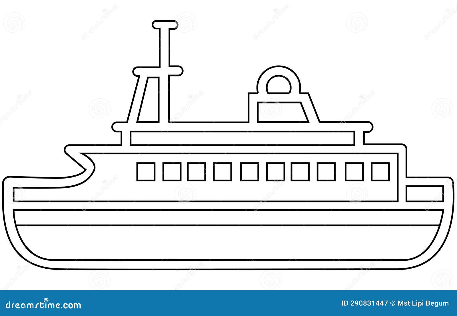 Cargo Ship Line Vector Illustration,Military Ship Outline Vector Stock ...