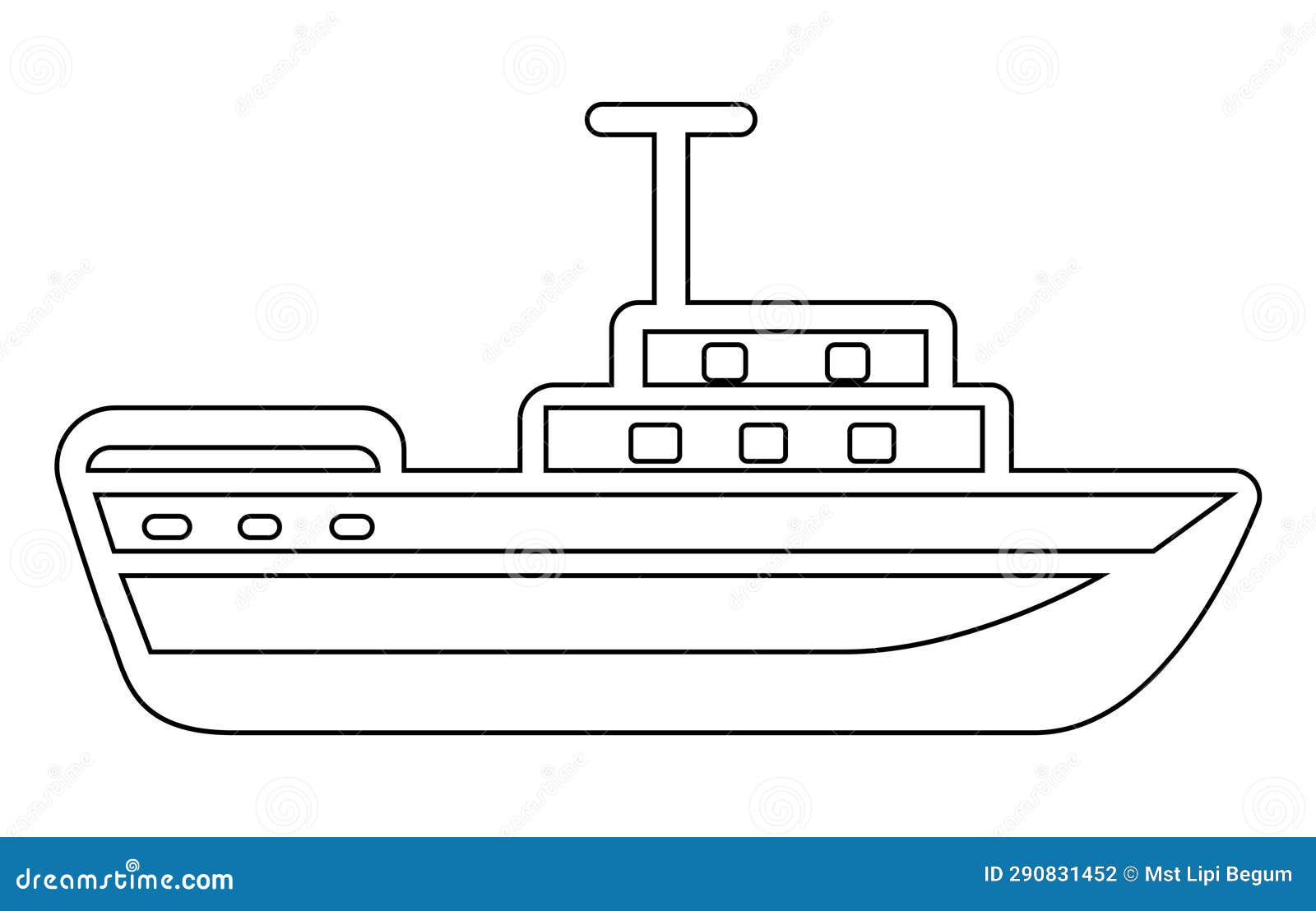 Cargo Ship Line Vector Illustration,Military Ship Outline Vector Stock ...