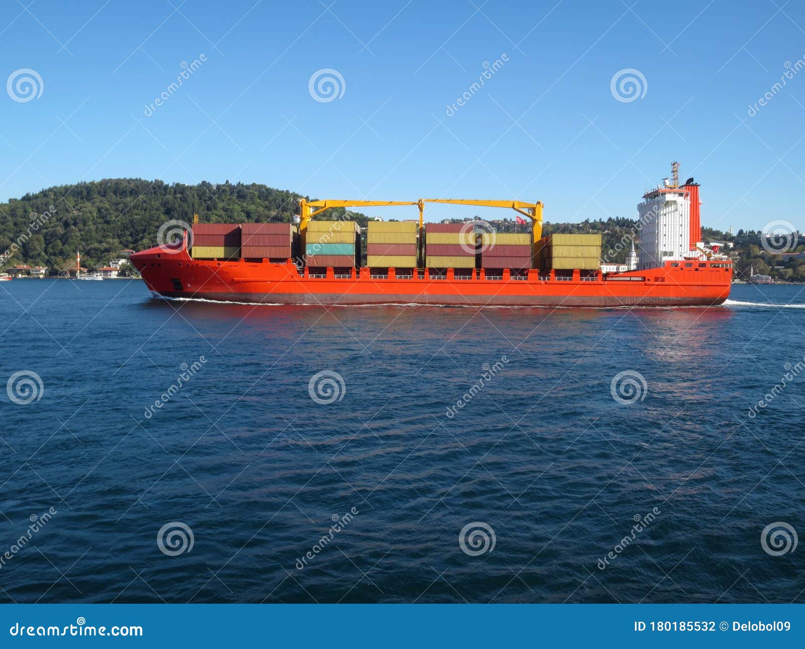 Cargo Ship Loaded with Containers, Istanbul, Turkey Stock Photo - Image ...