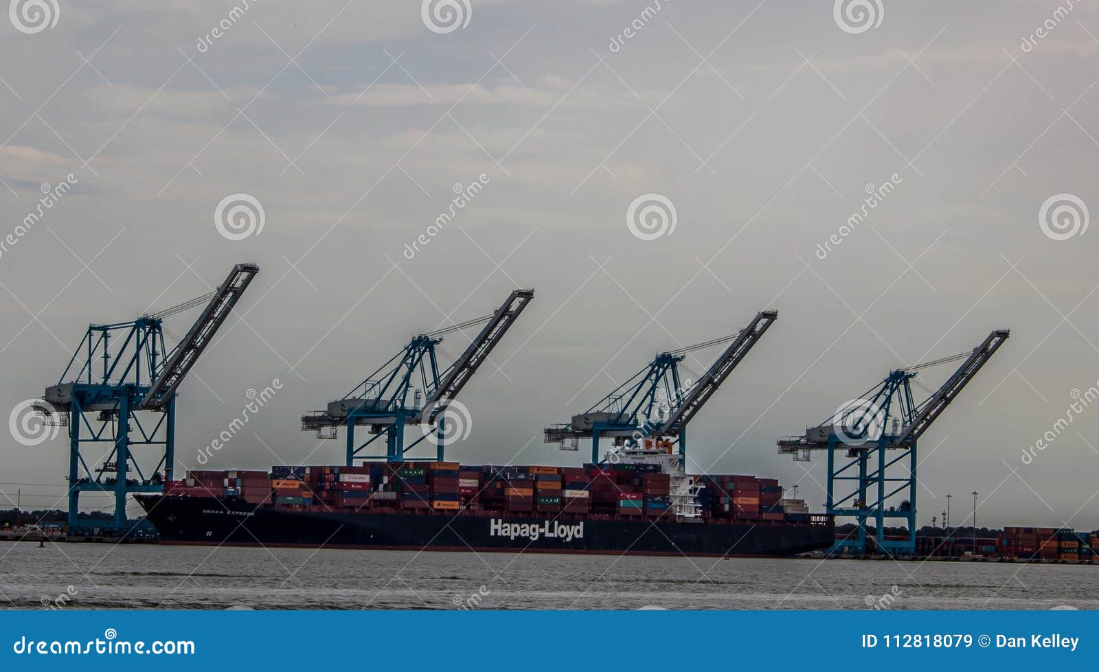Cargo Ship Loaded in Front of Derricks in Norfolk Virginia Editorial ...