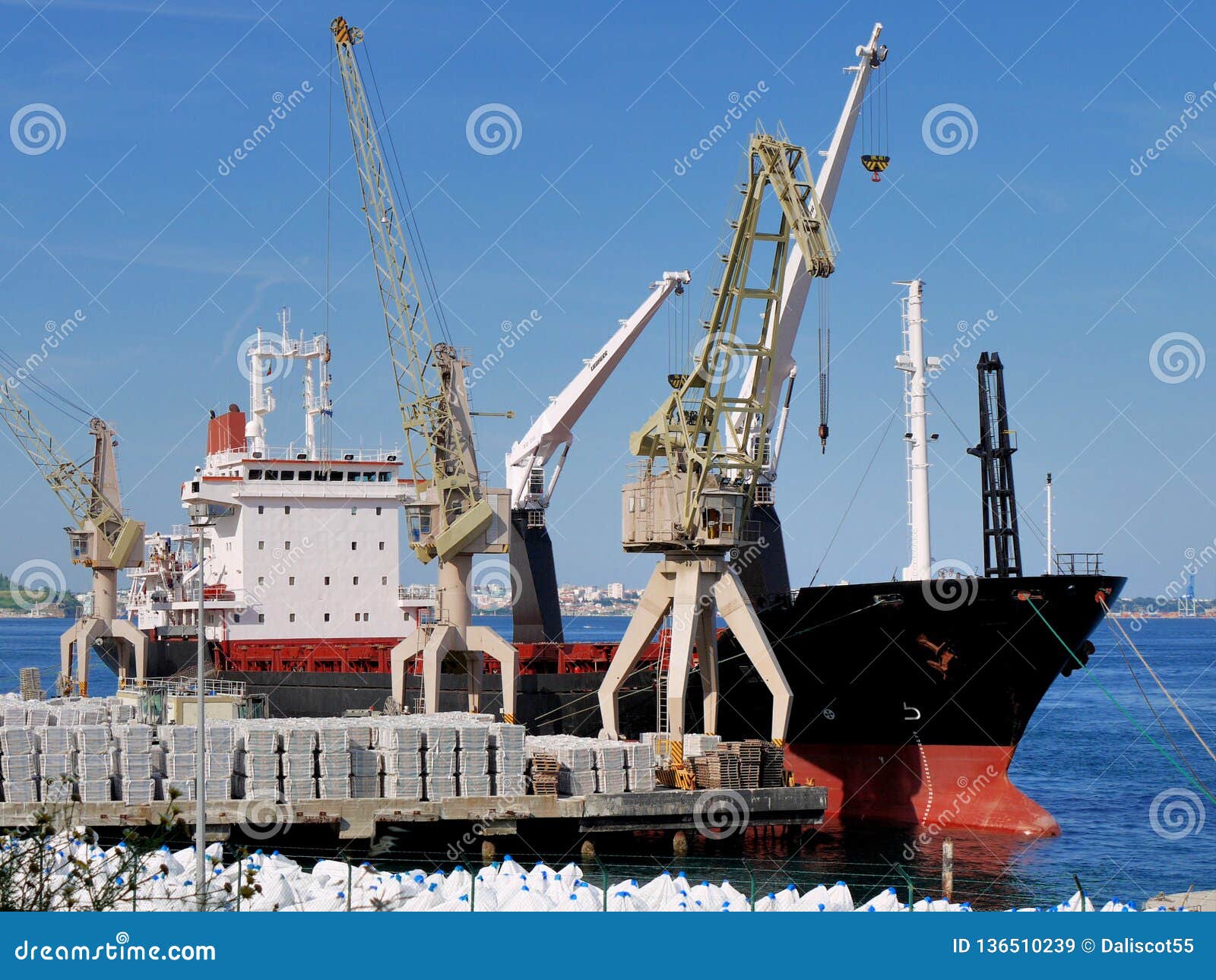Cargo Ship Loading at Quayside. Stock Image - Image of container ...