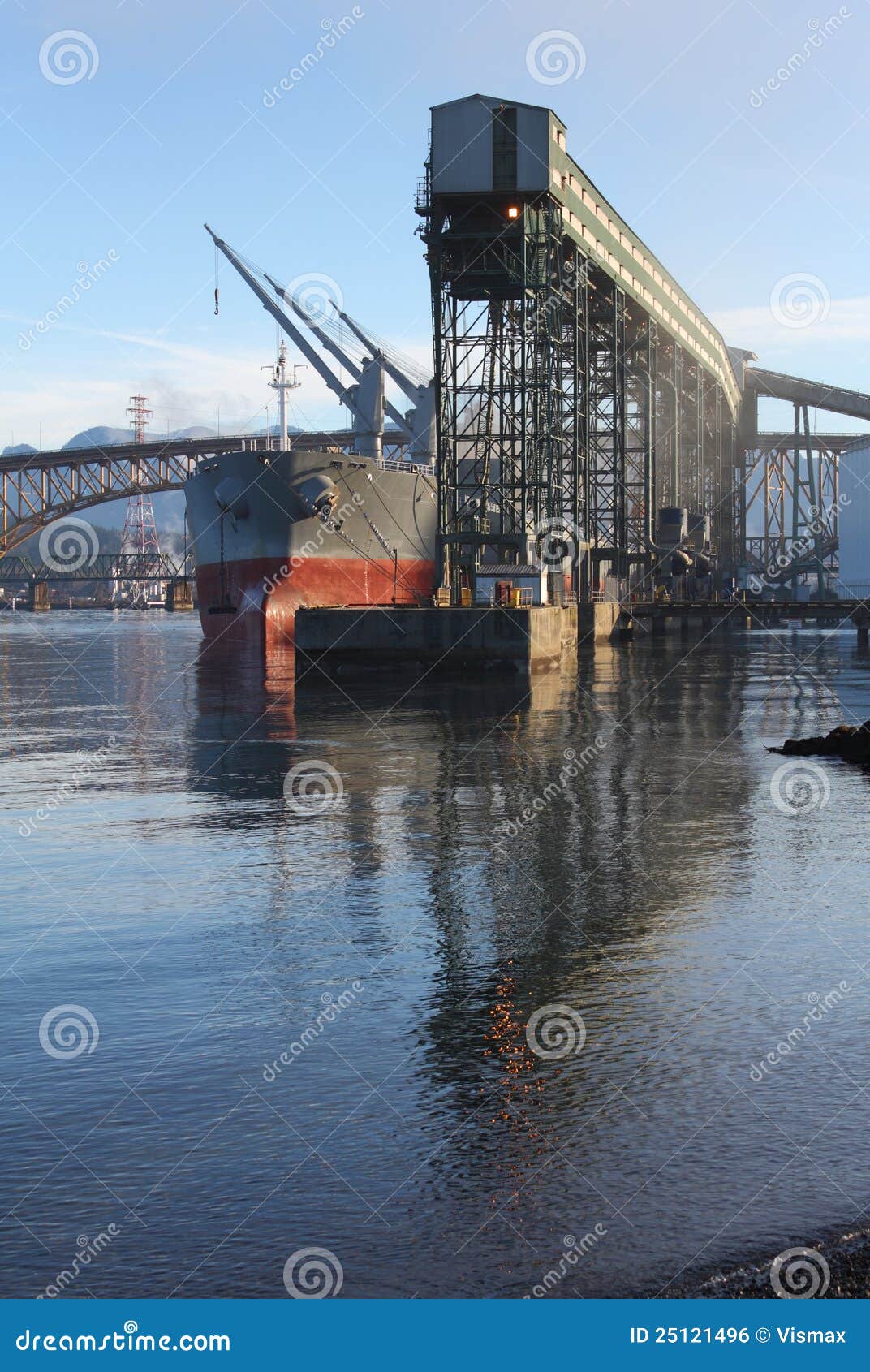 Cargo Ship Loading, Burrard Inlet, Vancouver Stock Photo - Image of ...
