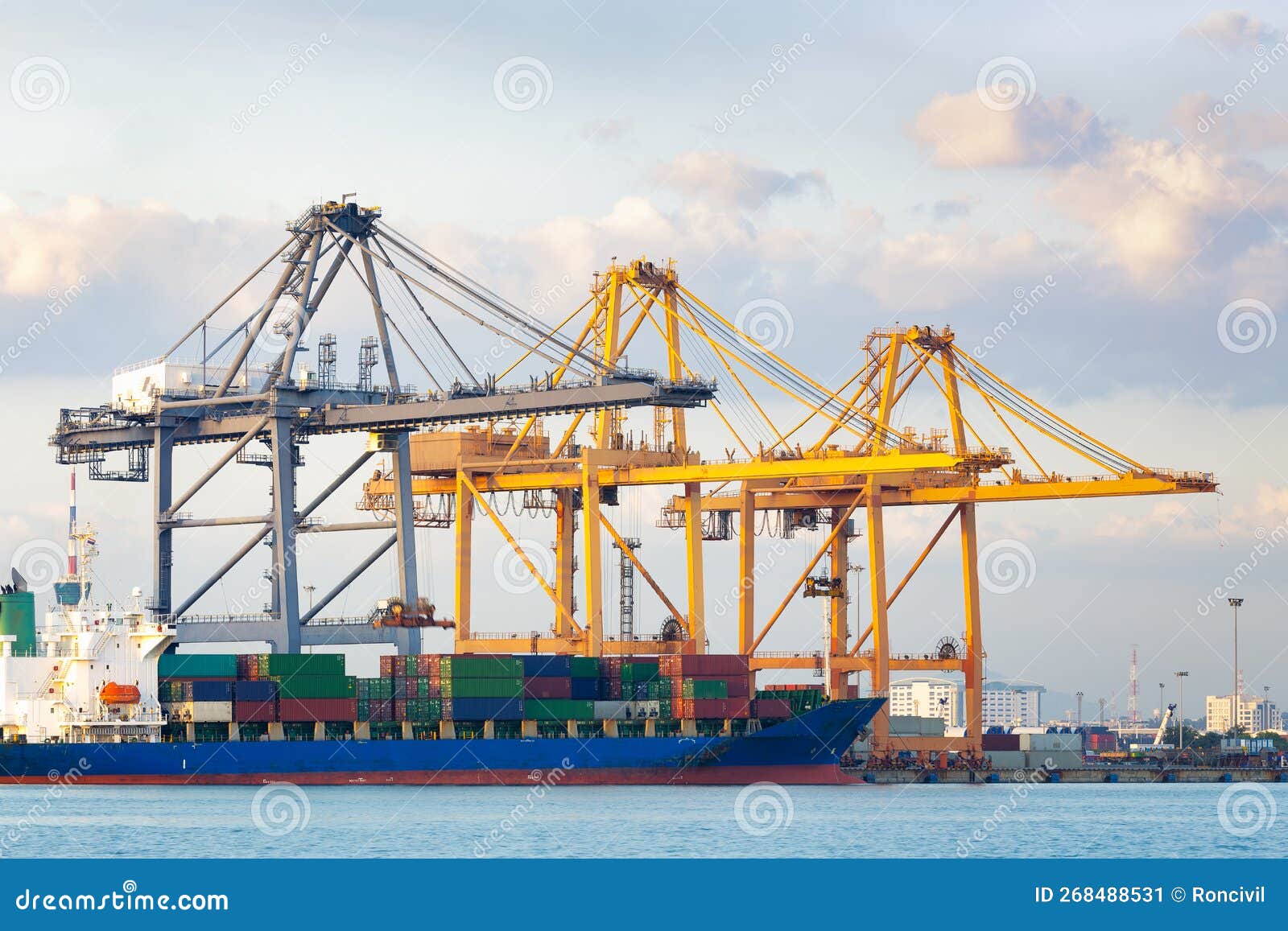 Cargo Ship Loading Cargo Container with Crane at Port Stock Image ... Cargo Ship Loading Cargo Container with Crane at Port Stock Image ...