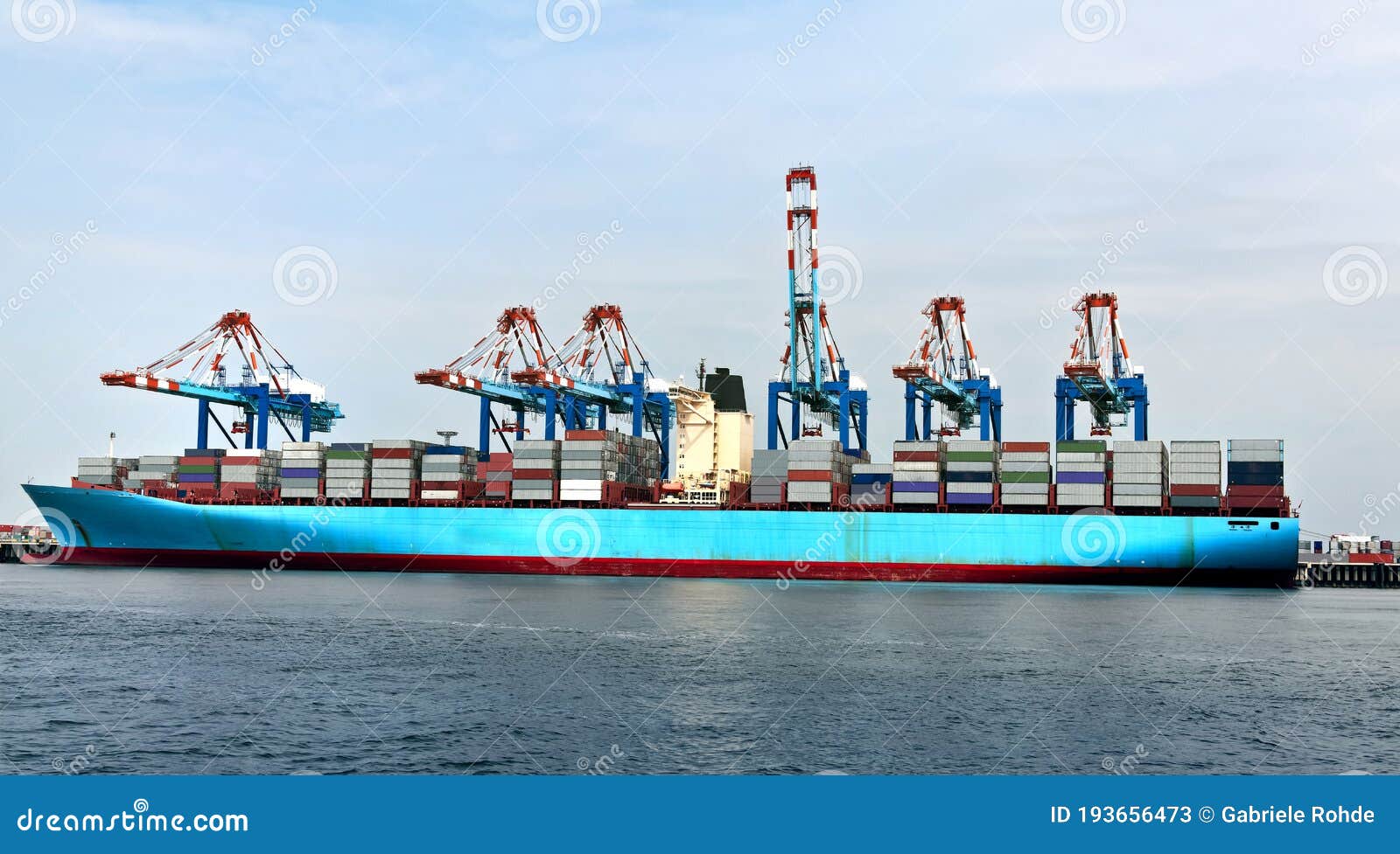 Cargo Ship Loading Containers in Bremerhaven, Germany Stock Image ...
