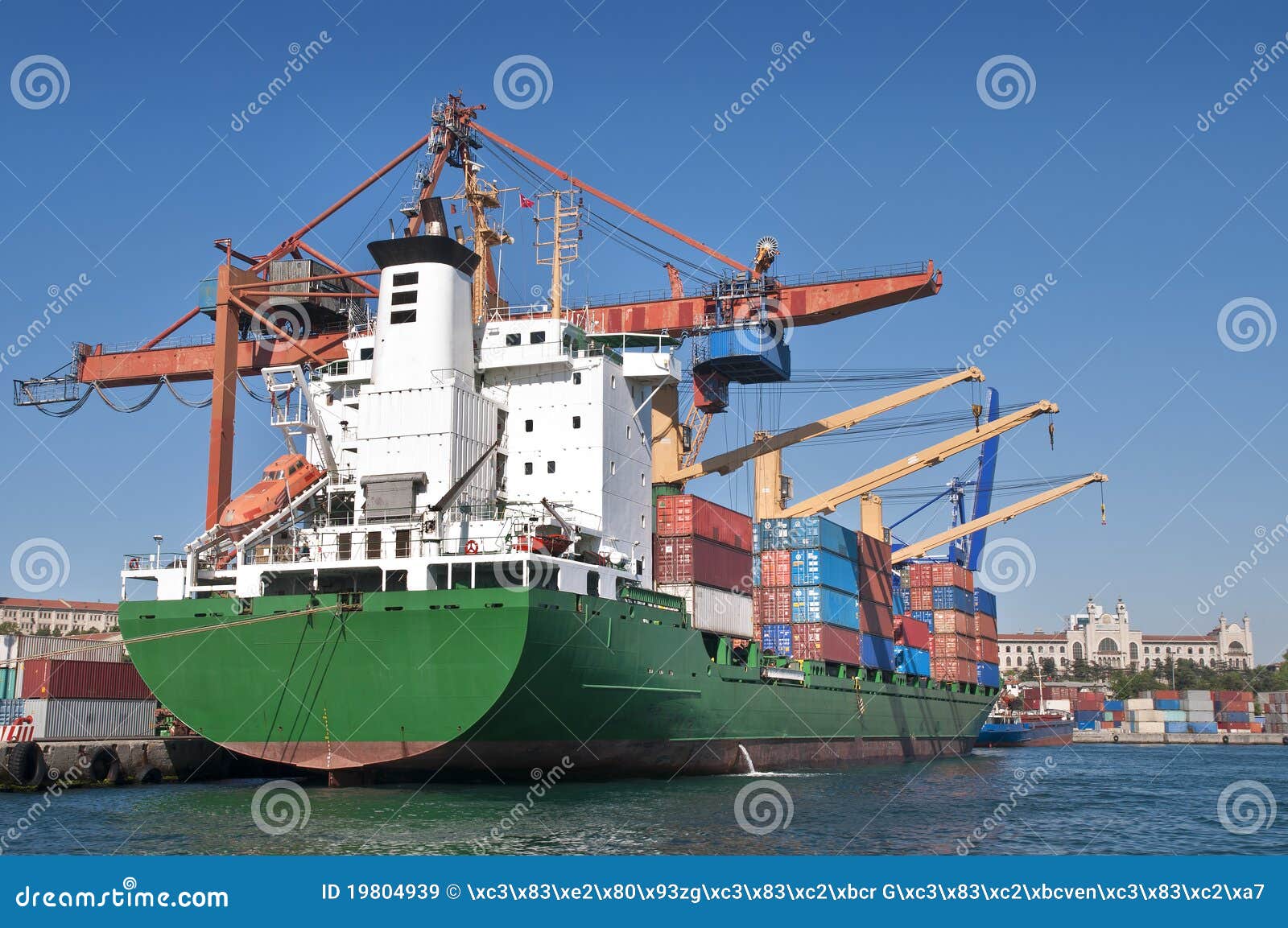 Cargo Ship Loading Containers in Istanbul Dock Stock Image - Image of ...