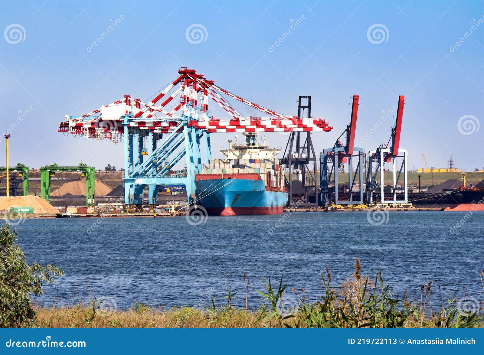 Cargo Ship Loading in the Port Stock Image - Image of industry ...