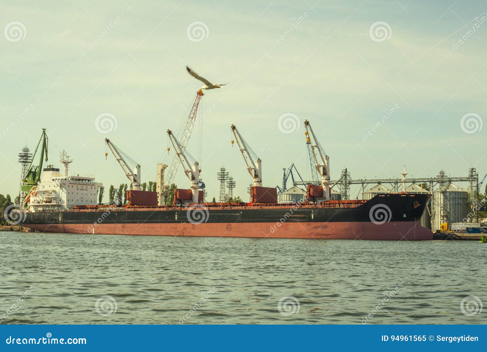 Cargo Ship Loading in the Port Stock Image - Image of freight, marine ...