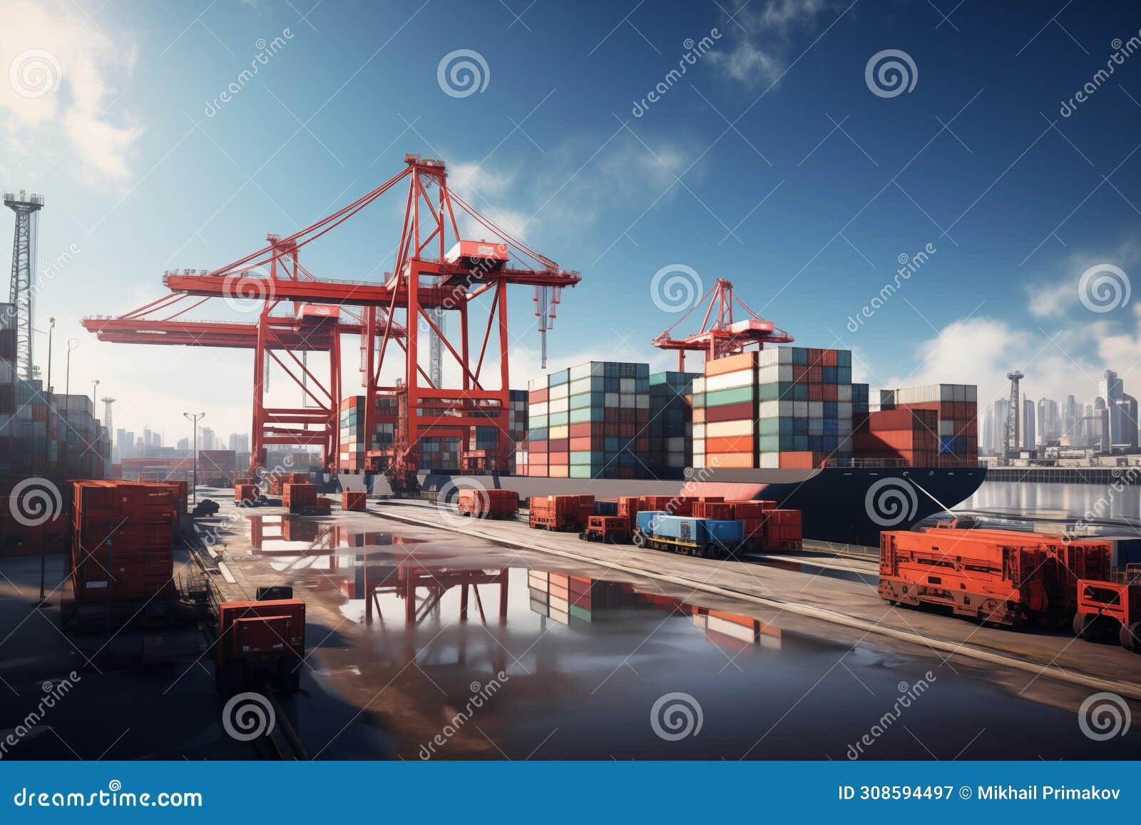 Cargo Ship Logistic Import Export, Transport Concept Stock Illustration ...